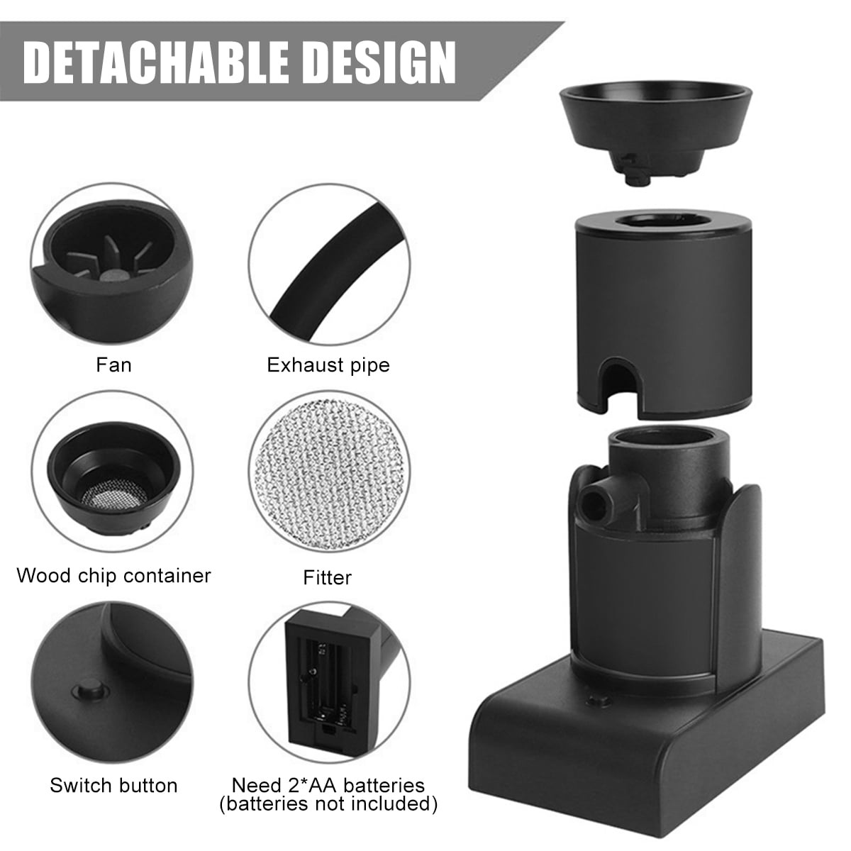 Portable Food Smoker Kit with Wood Chips Battery Powered Cocktail ...