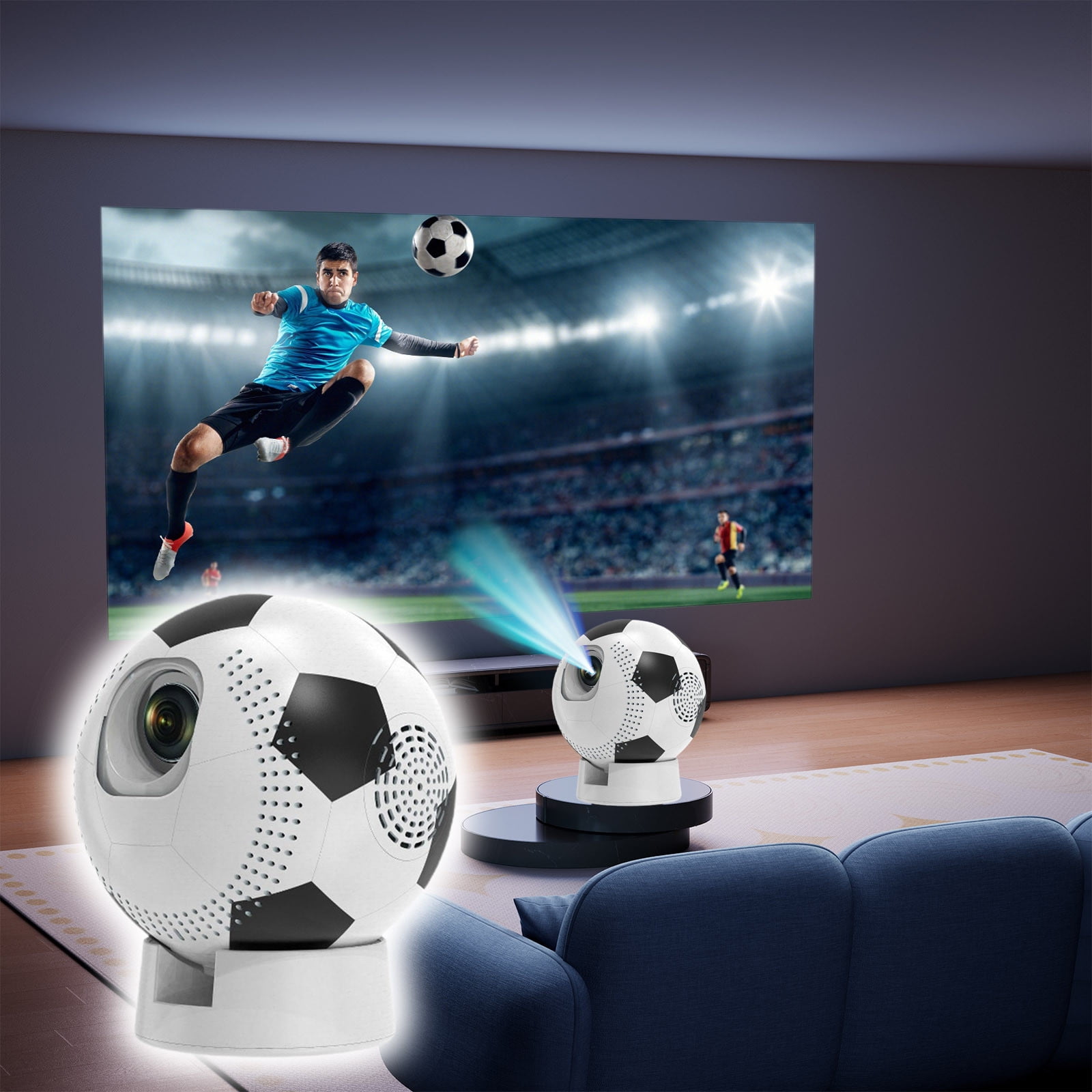 Portable Football-Shaped 4K Projector with Android 12, HD Home Cinema ...