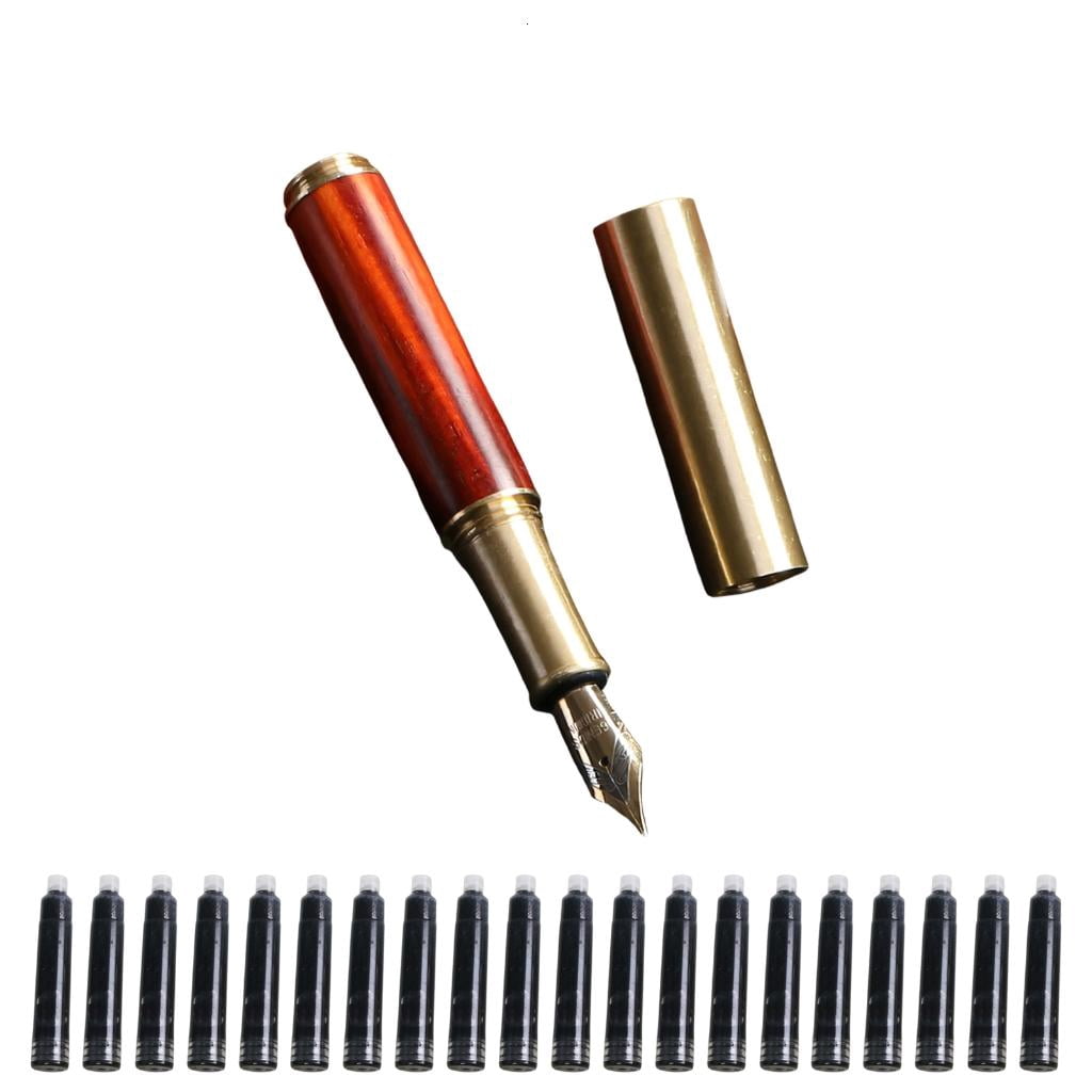 Portable Fountain Pen Wooden Body Brass Cap Small Journal Writer Tool ...