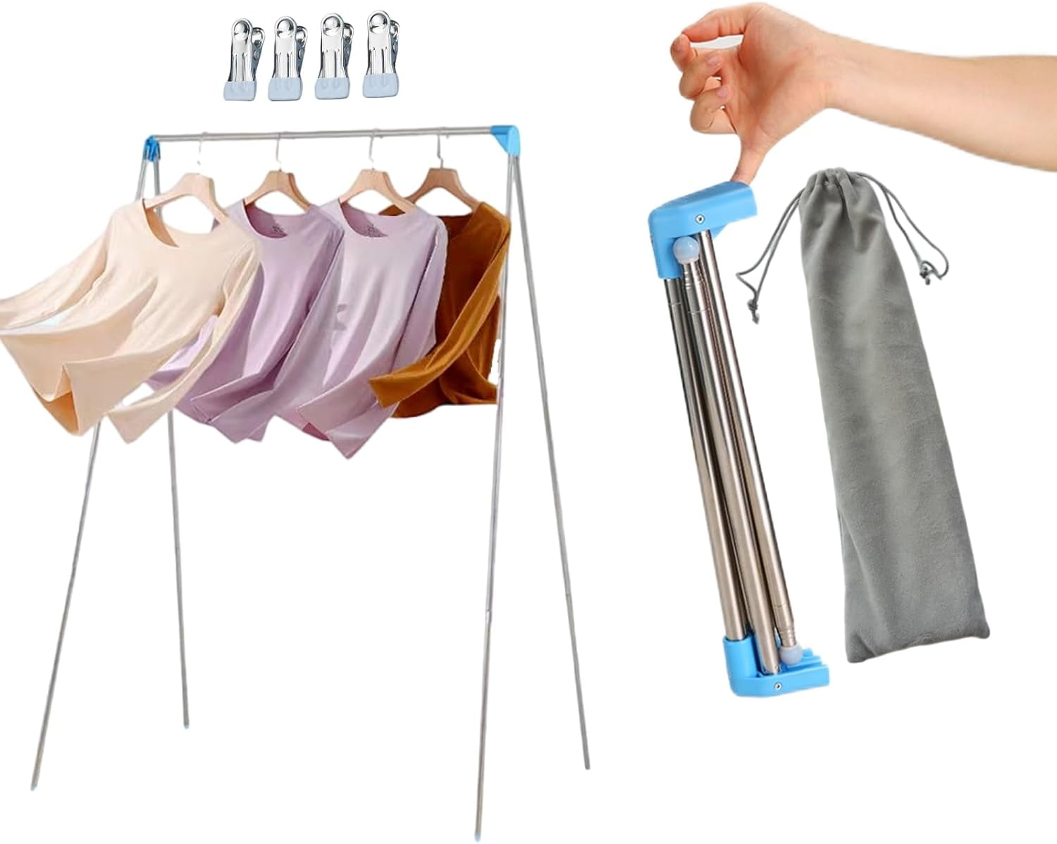 Portable Garment Rack, Compact Folding Clothes Drying Rack, Mini ...