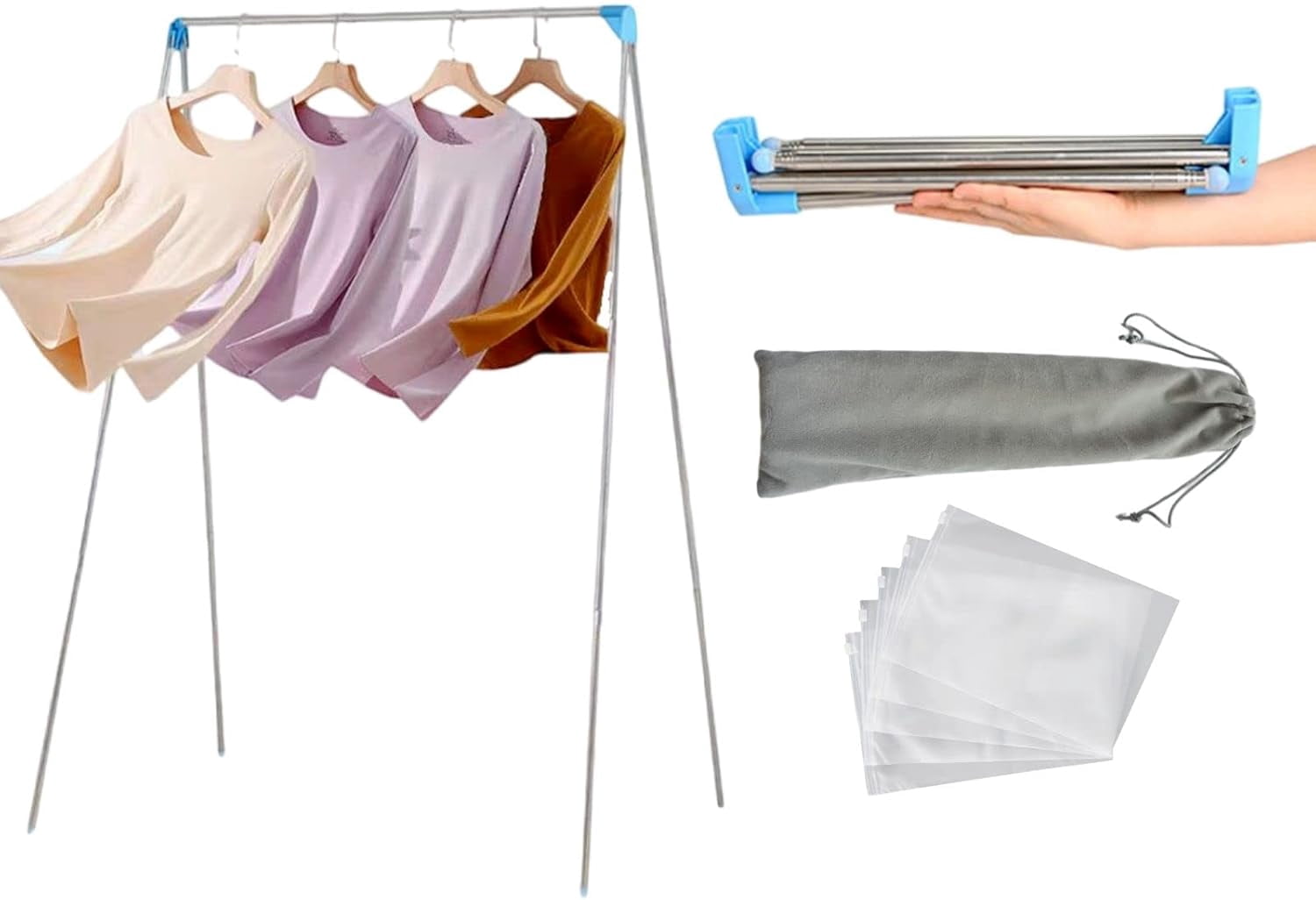 Portable Garment Rack, Compact Folding Clothes Drying Rack, Mini ...