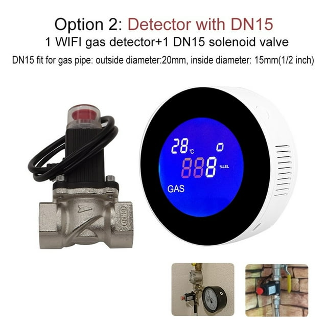 Portable Gas Detector, WIFI Natural Gas Detector With Electric Solenoid Valve Automatic Smart ...