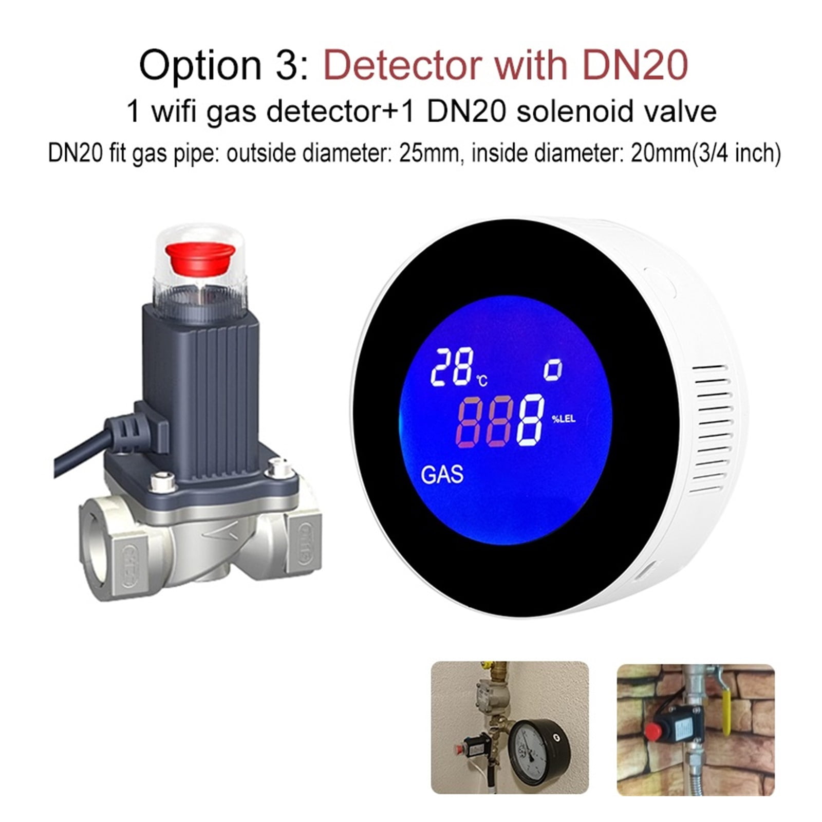 Portable Gas Detector, WIFI Natural Gas Detector With Electric Solenoid ...