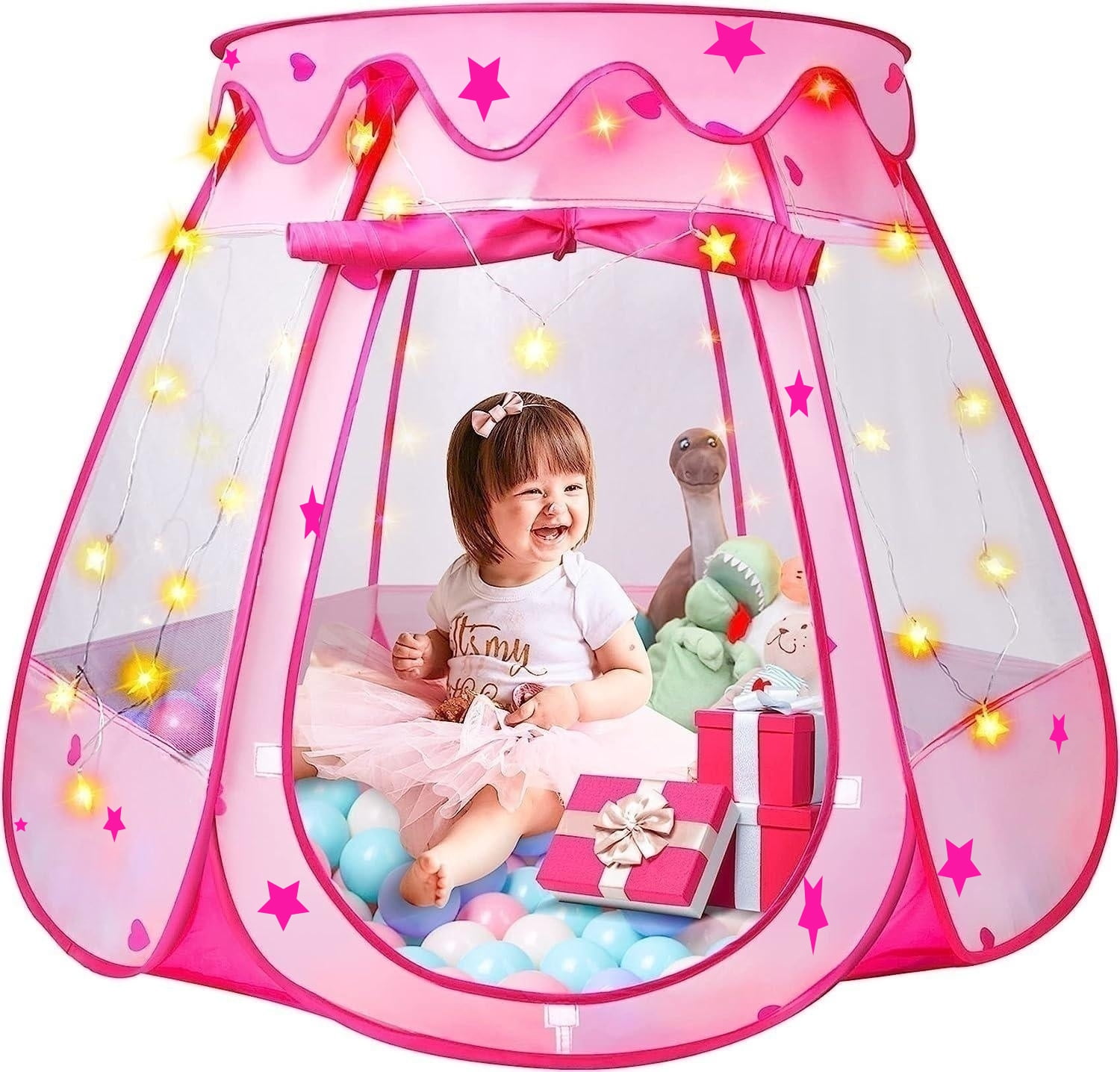 Pop Up Princess Tent with Star Lights, Fun Toy for 1-3 Year Old Girls ...