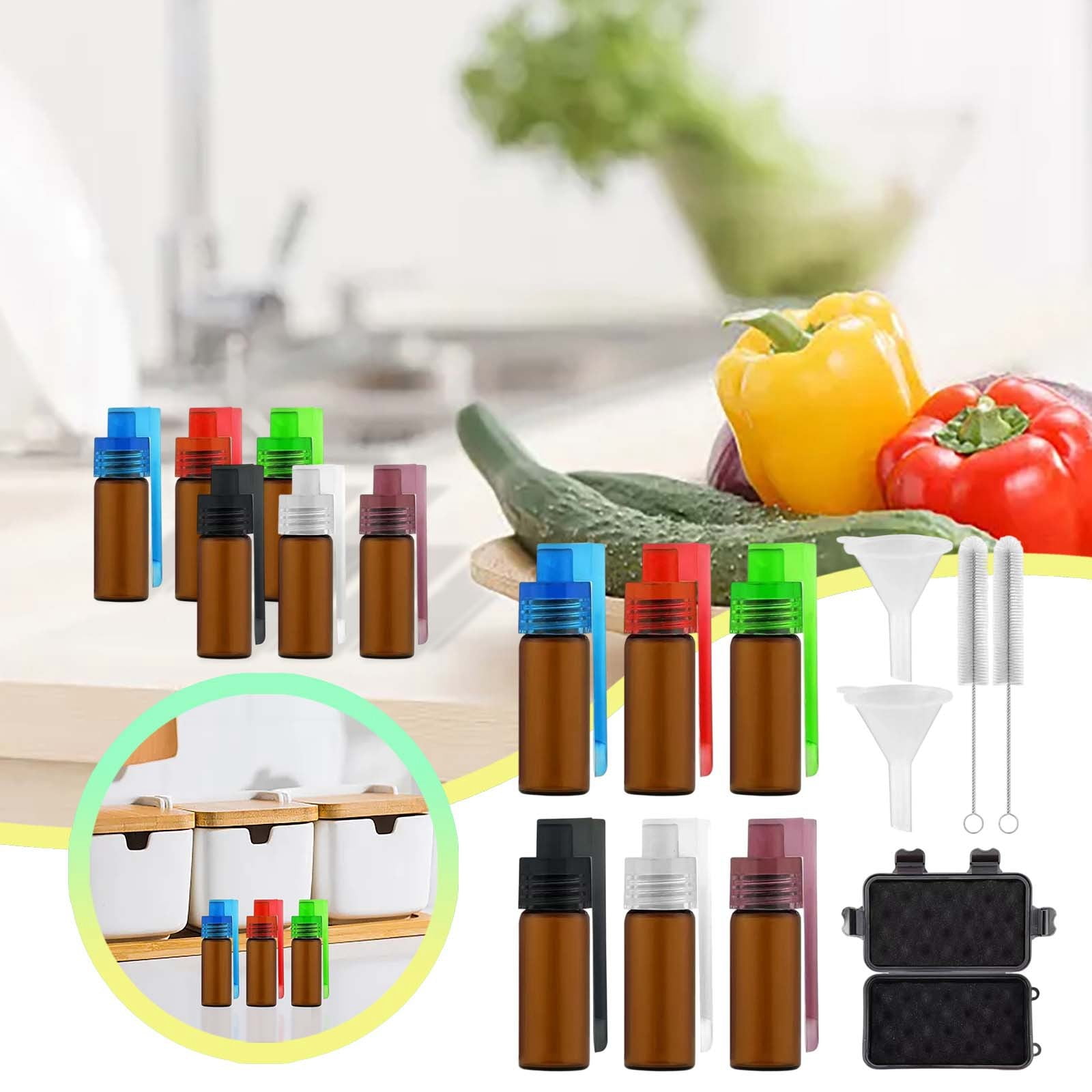 Portable Glass Condiment Bottle Set with Mini Spoon (Multiple Sizes ...