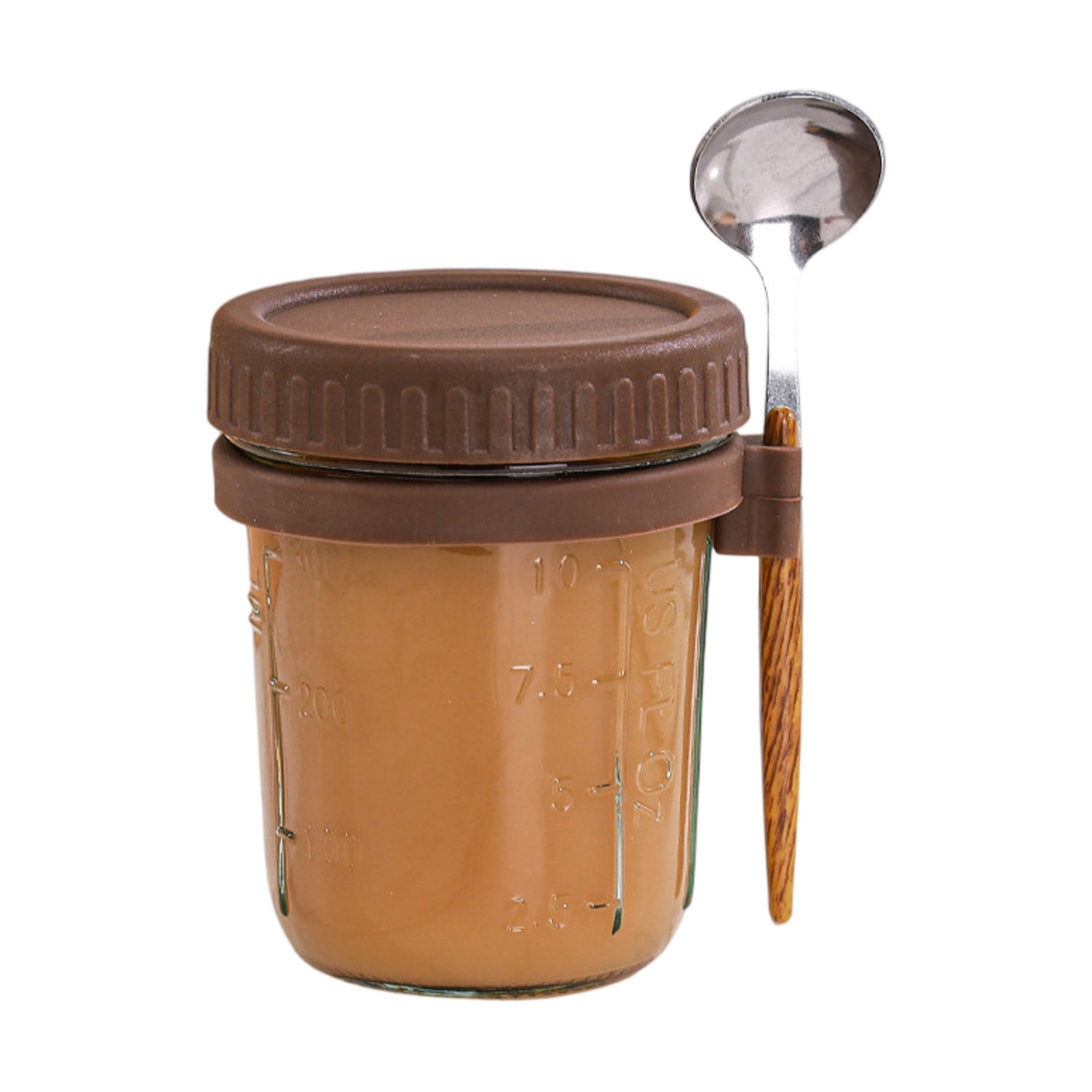 Portable Glass Overnight Oats Jar with Lid and Spoon 16oz Mason Jar for ...