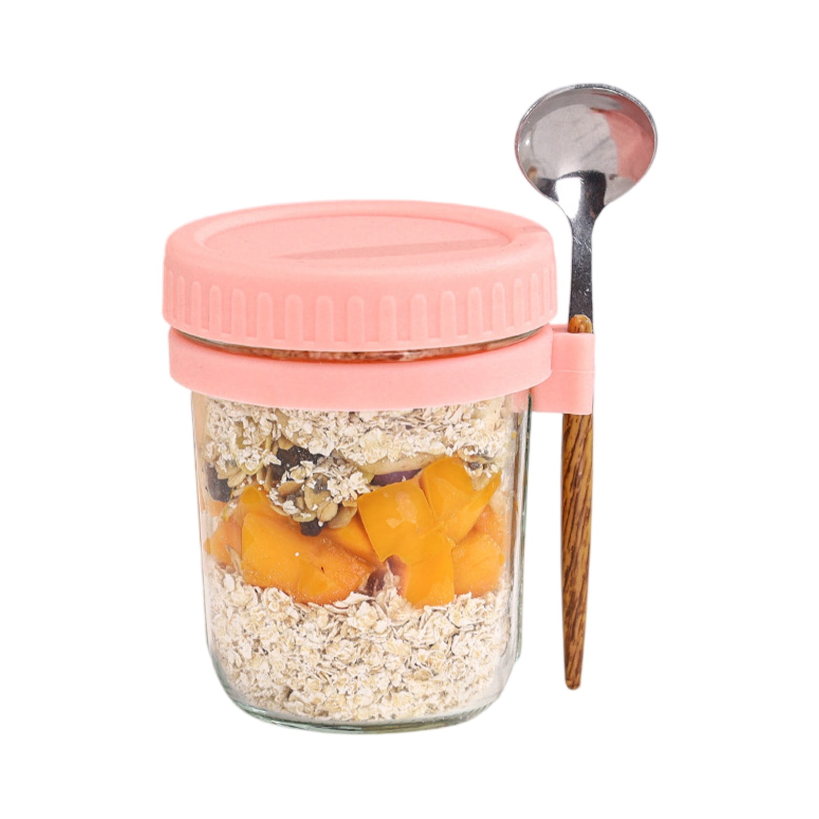Portable Glass Overnight Oats Jar with Lid and Spoon 16oz Mason Jar for ...