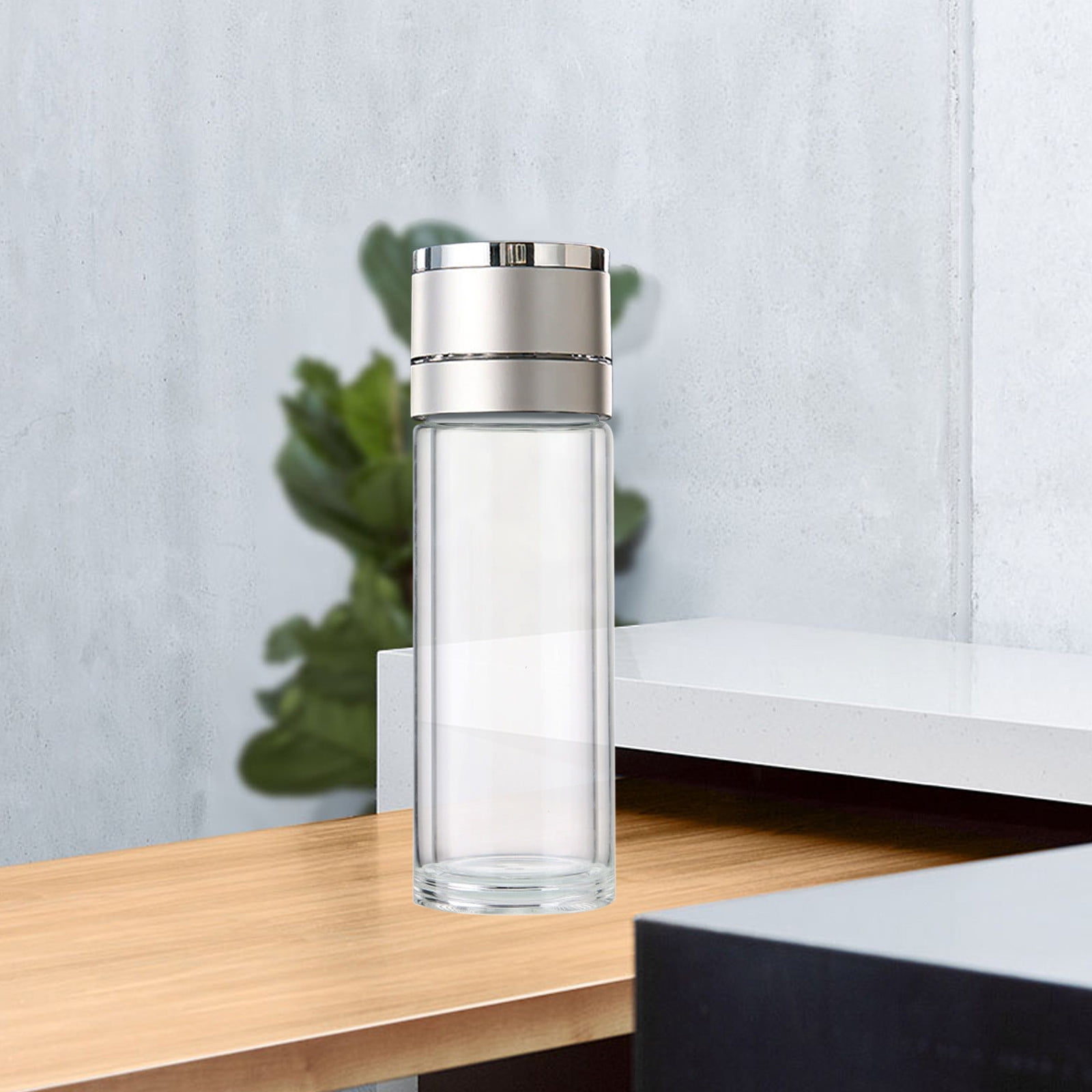 Portable Glass Tea Cup, Double Wall Insulation, Leak Proof Lid ...