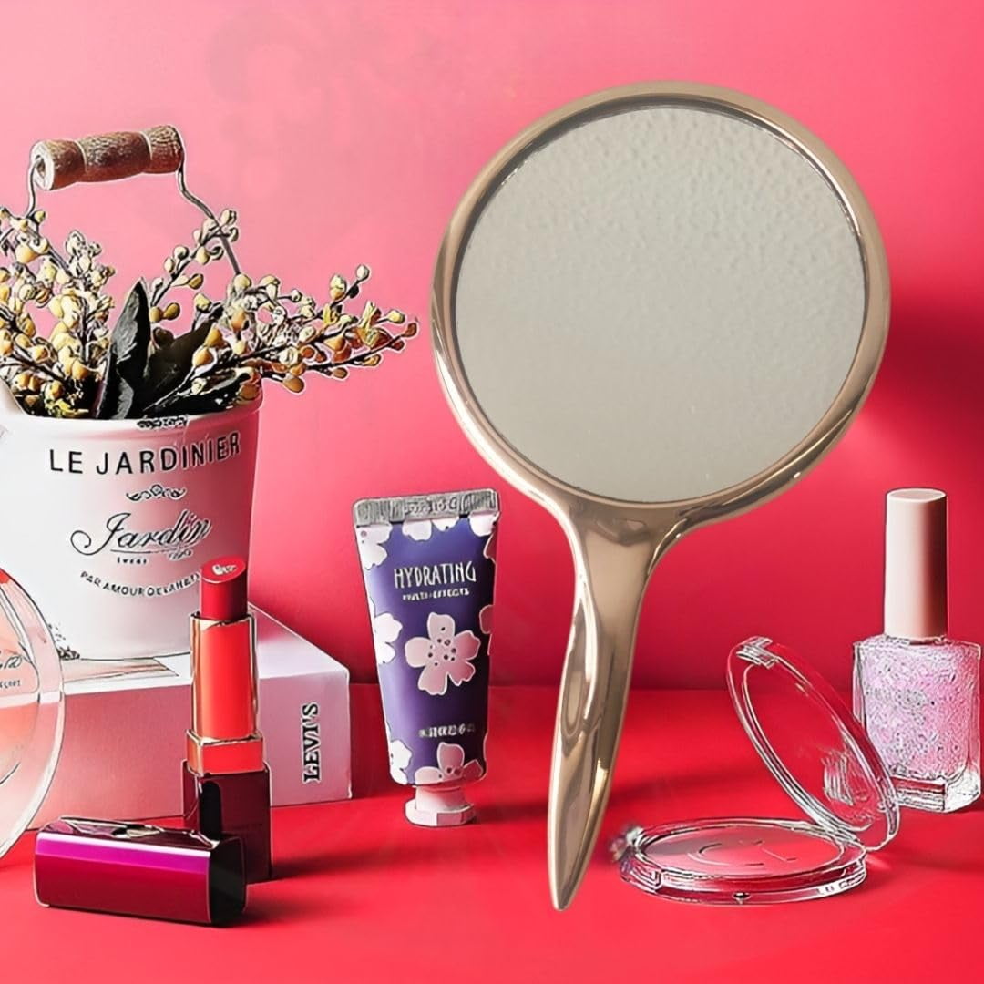 Portable Glossy Handheld Mirror with Comfy Handle for Makeup touchup ...