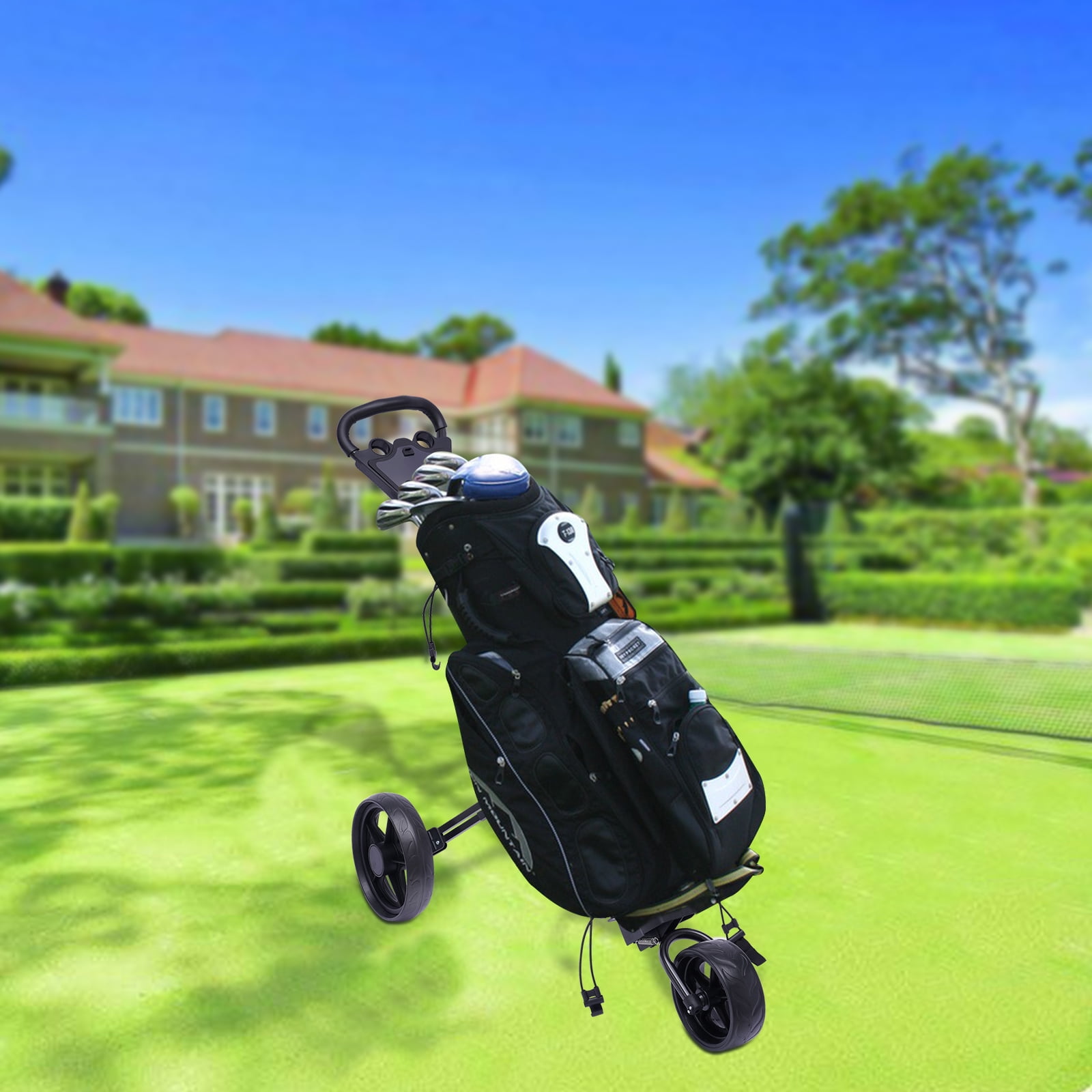 Portable Golf Push Cart, 11.61x9.65x32.68in Folded Size with Quick-Fold ...