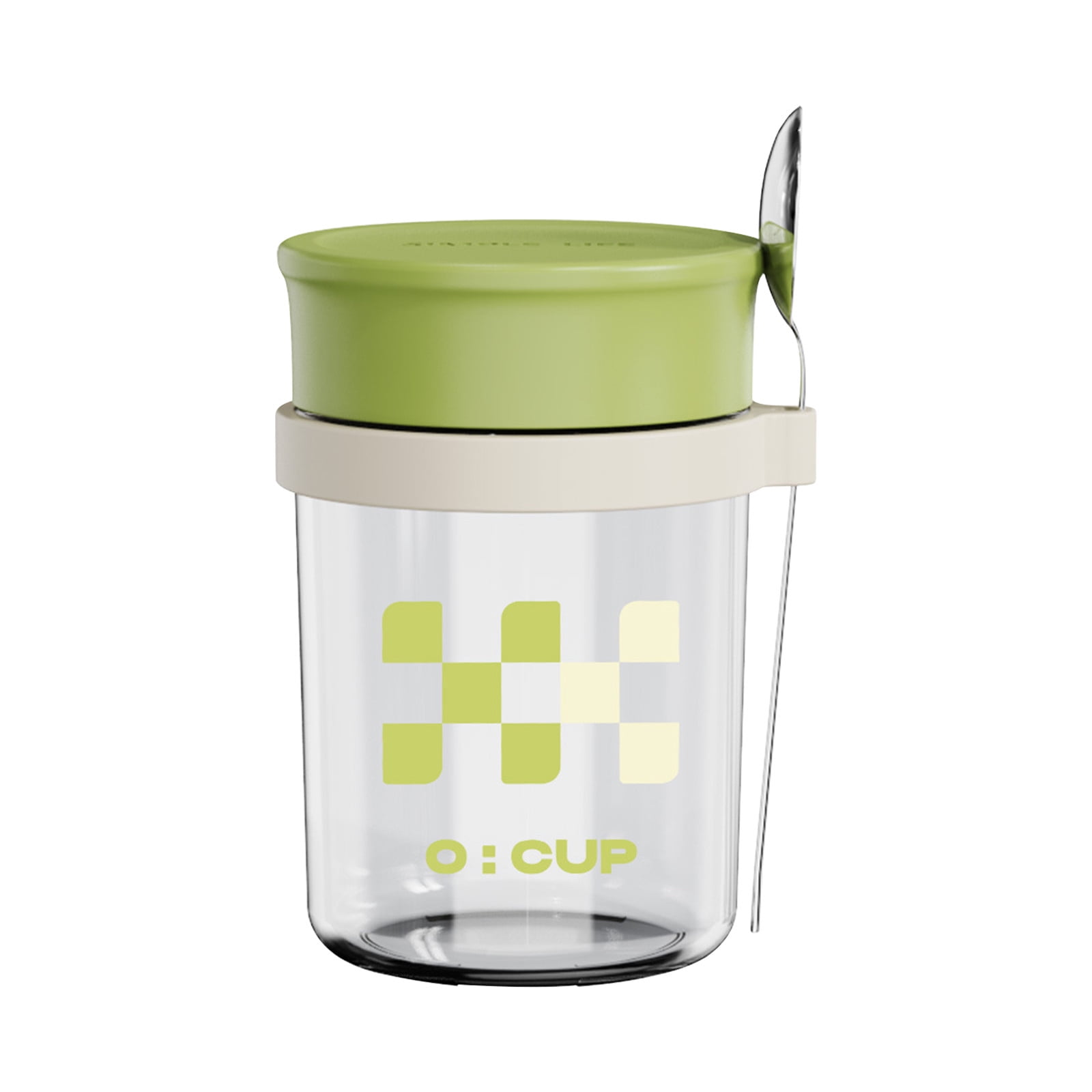 Portable Graduated Breakfast Glass Jar And Coffee Cup With Lid Spoon ...