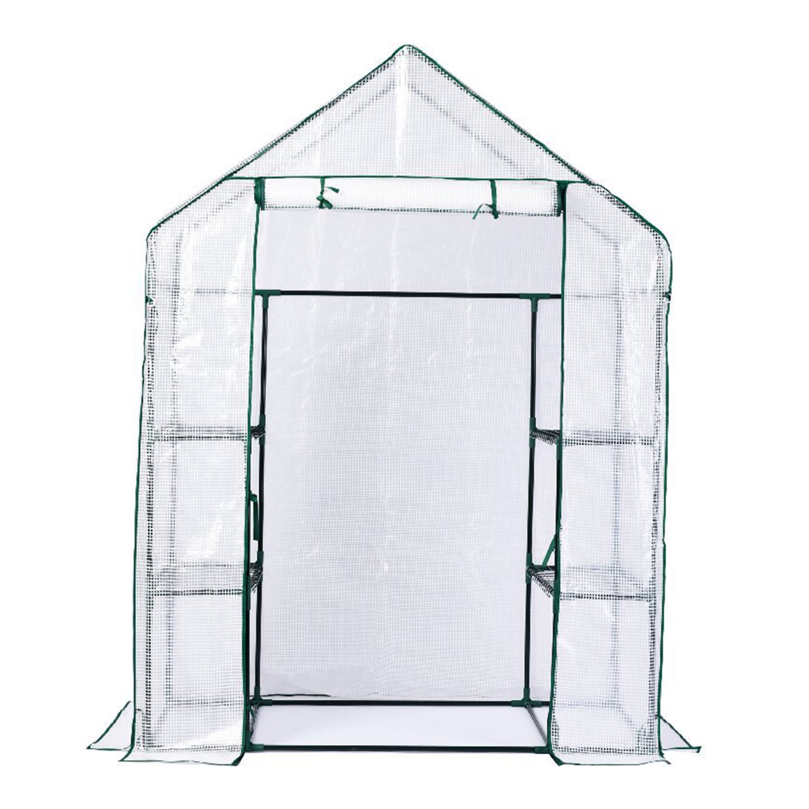 Portable Greenhouse Shed Metal Frame Walk-in Greenhouse with Roll-U p ...