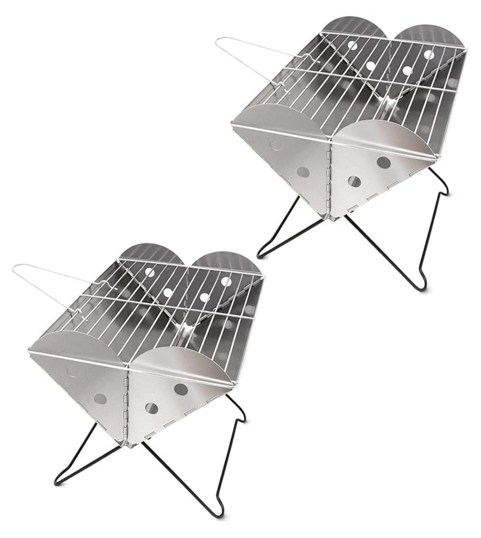 Portable Grill - Stainless Steel Foldable BBQ Grill 2 Pack - Camping ...