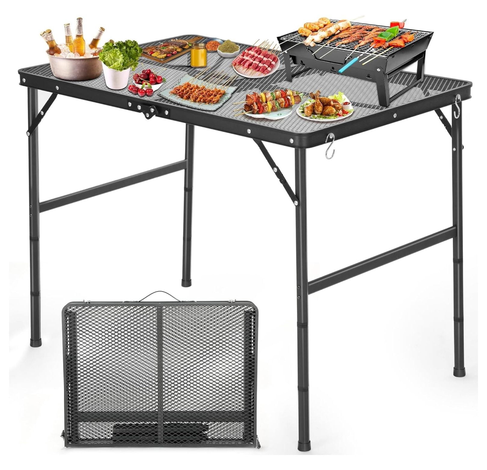 Portable Grill Table, Aluminum Outdoor Camping Tables, Lightweight ...