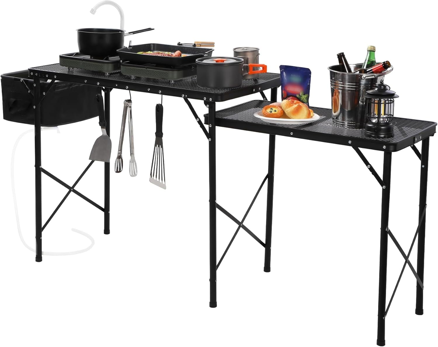 Portable Grill Table with Sink for Outside, Lightweight Aluminum Frame ...