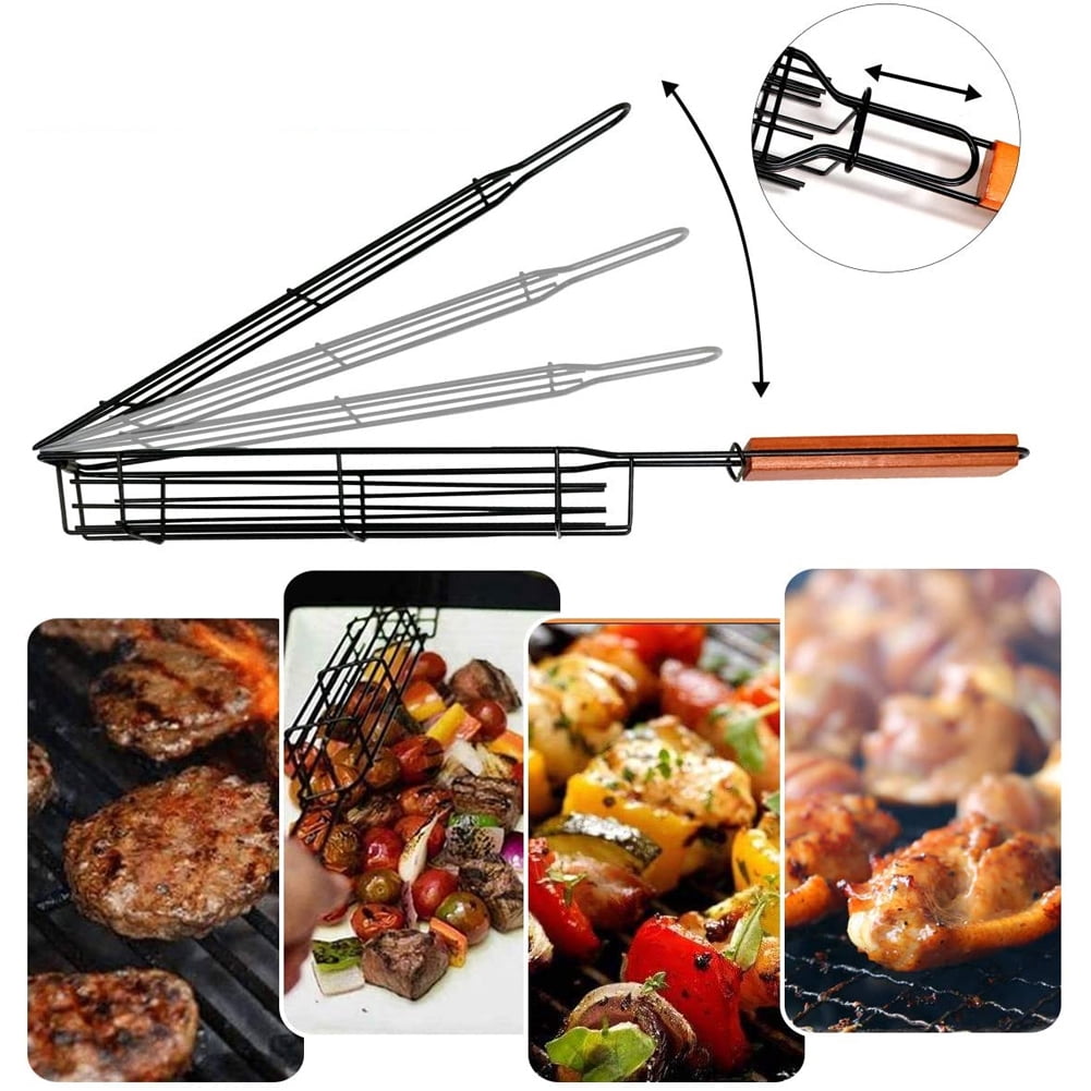 Portable Grilling Baskets - Companion Nonstick Kabob Grilling Baskets ...