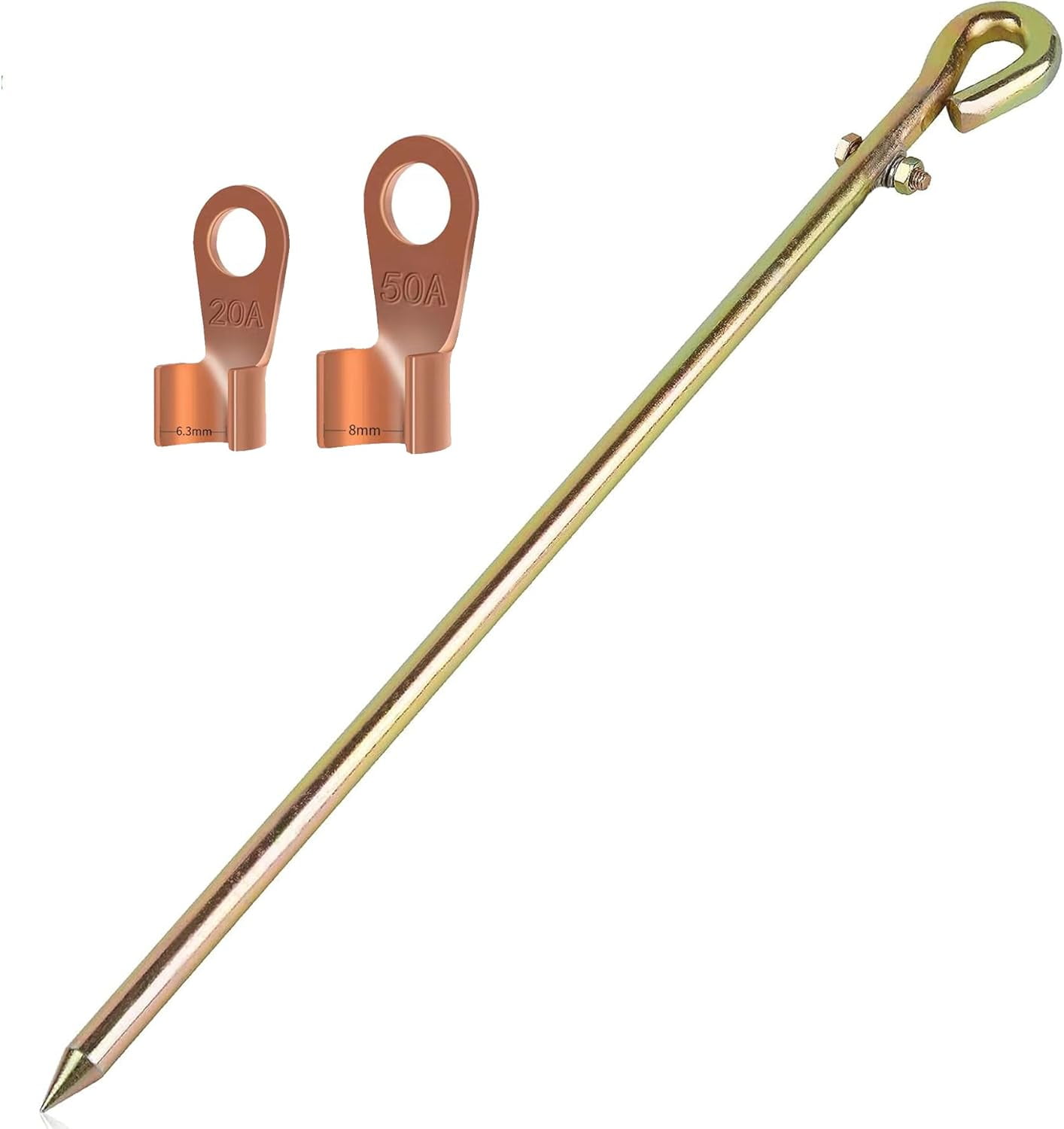 Portable Ground Rod Grounding Pin with Wire Lug | Great for Electric ...