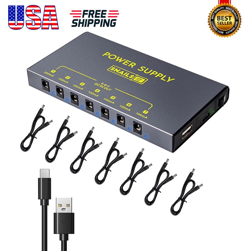 Portable Guitar Pedal Power Supply 7 DC Output w/ 10000mAh Rechargeable ...