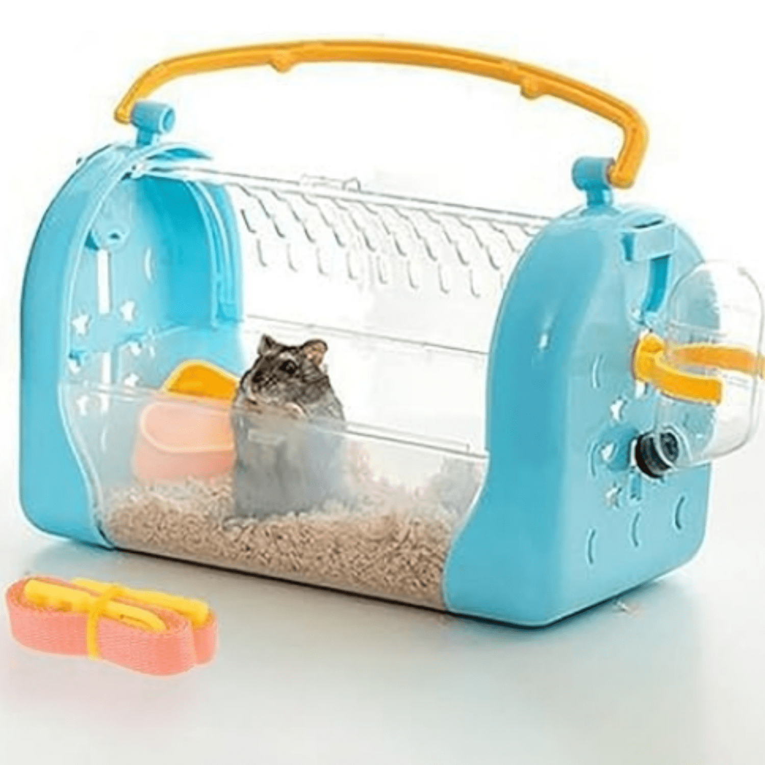 Portable Hamster Cage Dwarf Hamster Carry Travel Cage with Water Bottle ...