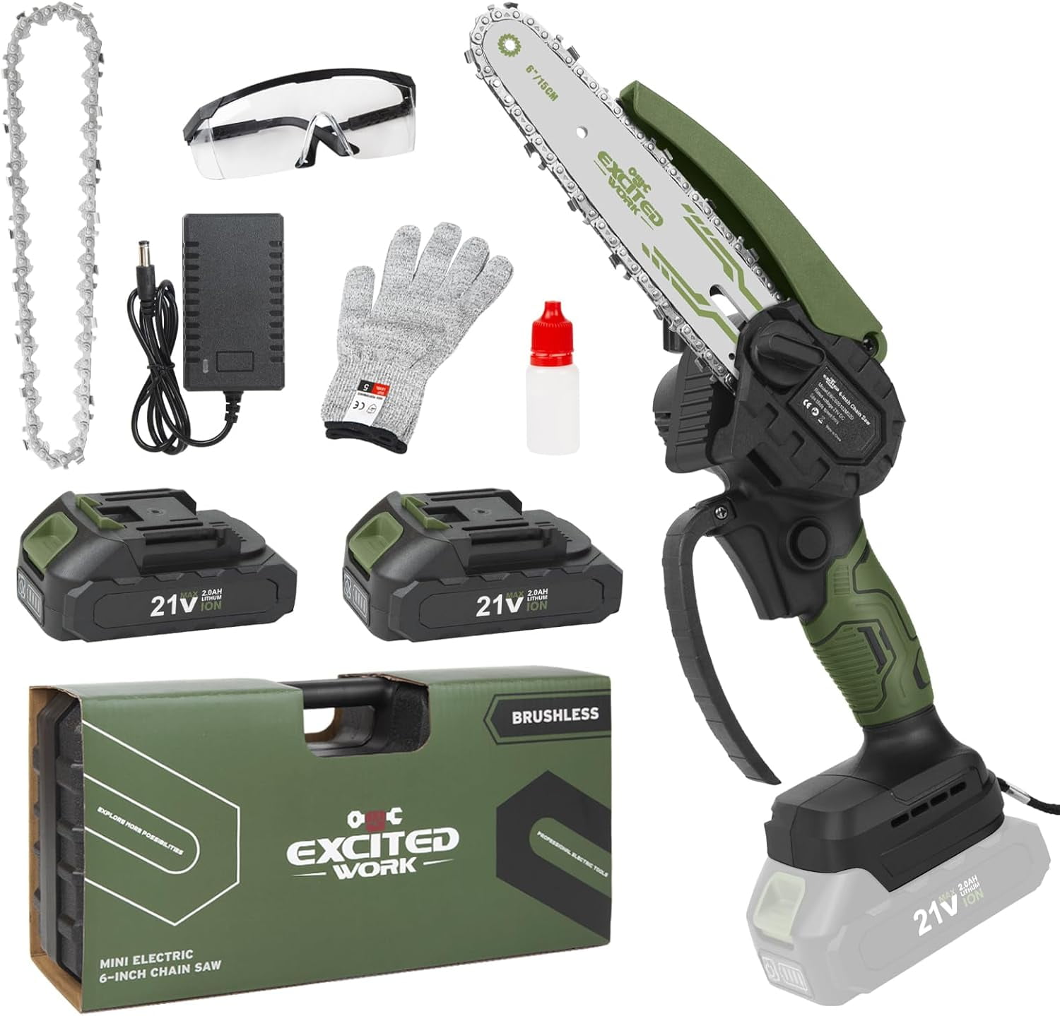 Portable Handheld 20V Mini Chain Saw, Cordless 6-inch Lightweight ...