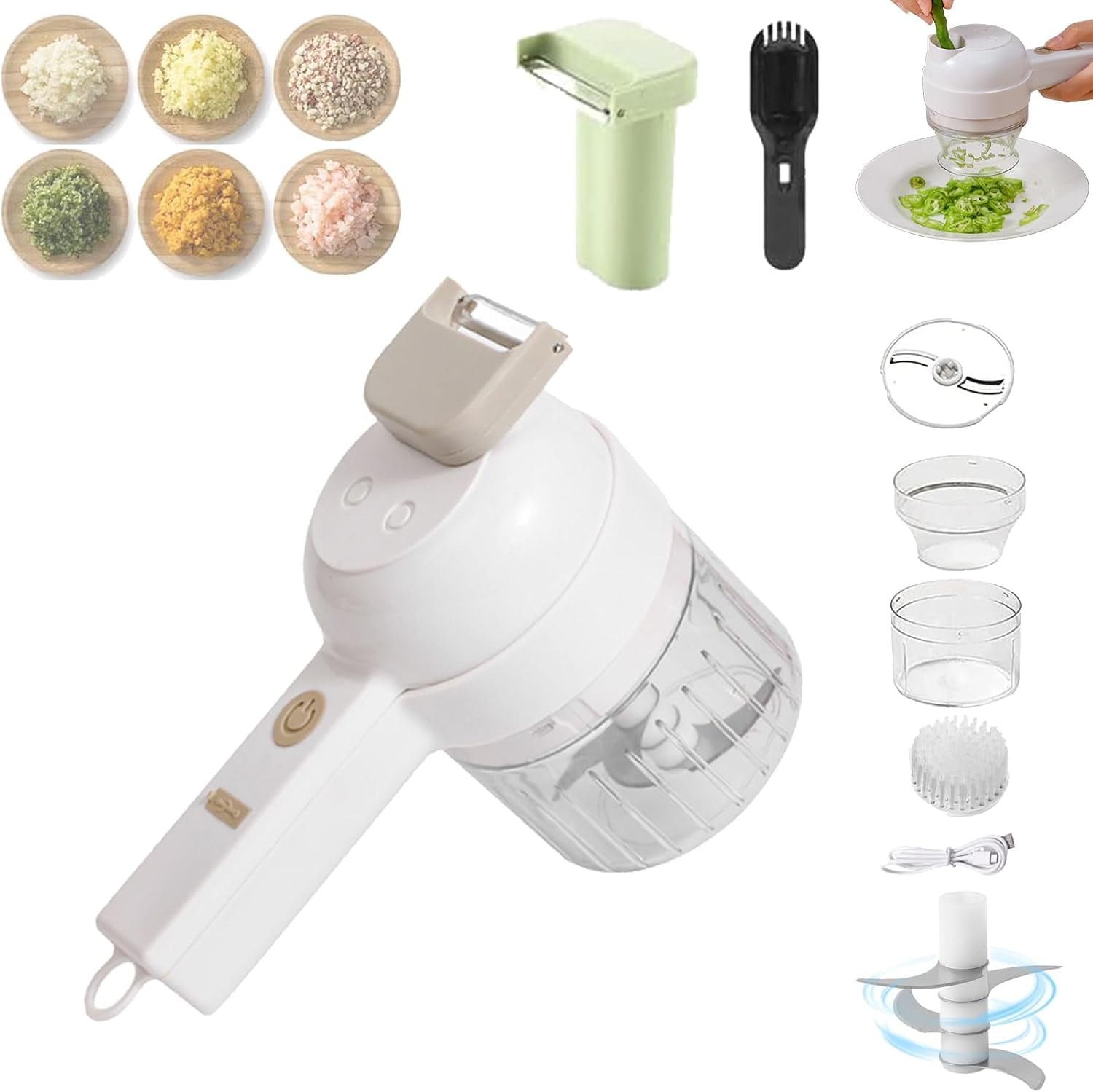 Portable Handheld 4 in 1 Electric Vegetable Slicer, Electric Vegetable ...