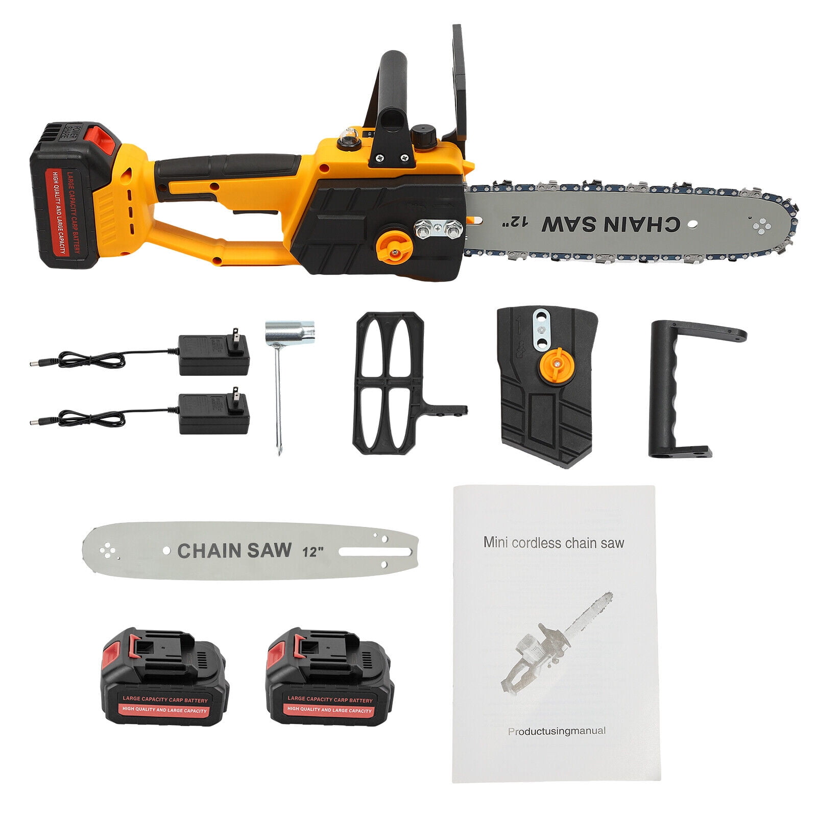 Portable Handheld Cordless Chainsaw 12 inch 1200W Chain Saws Battery ...