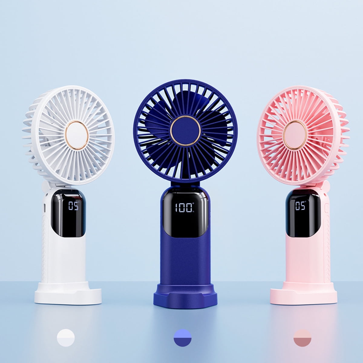 Portable Handheld Fan, 180° Foldable Mini Fan,Digital Display Desk Fan ...