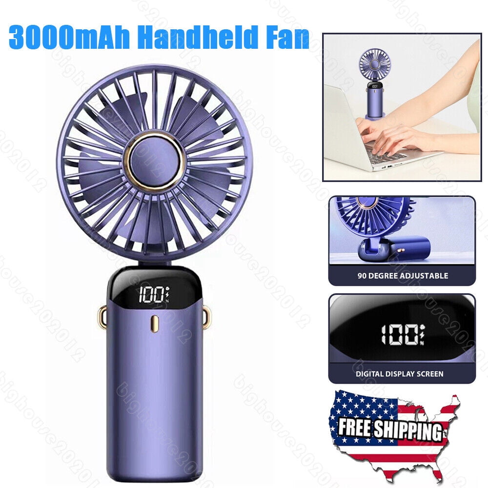Portable Handheld Fan 3000mAh 90° Foldable Mini Fan Handheld/Desk/Neck ...