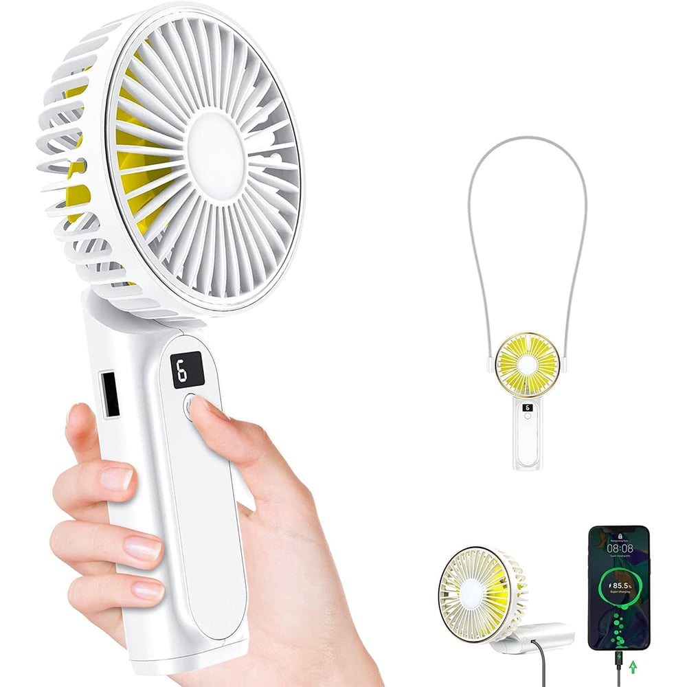 Portable Handheld Fan, 4000mAh, 180 Adjustable, 6 Speed Wind, USB ...