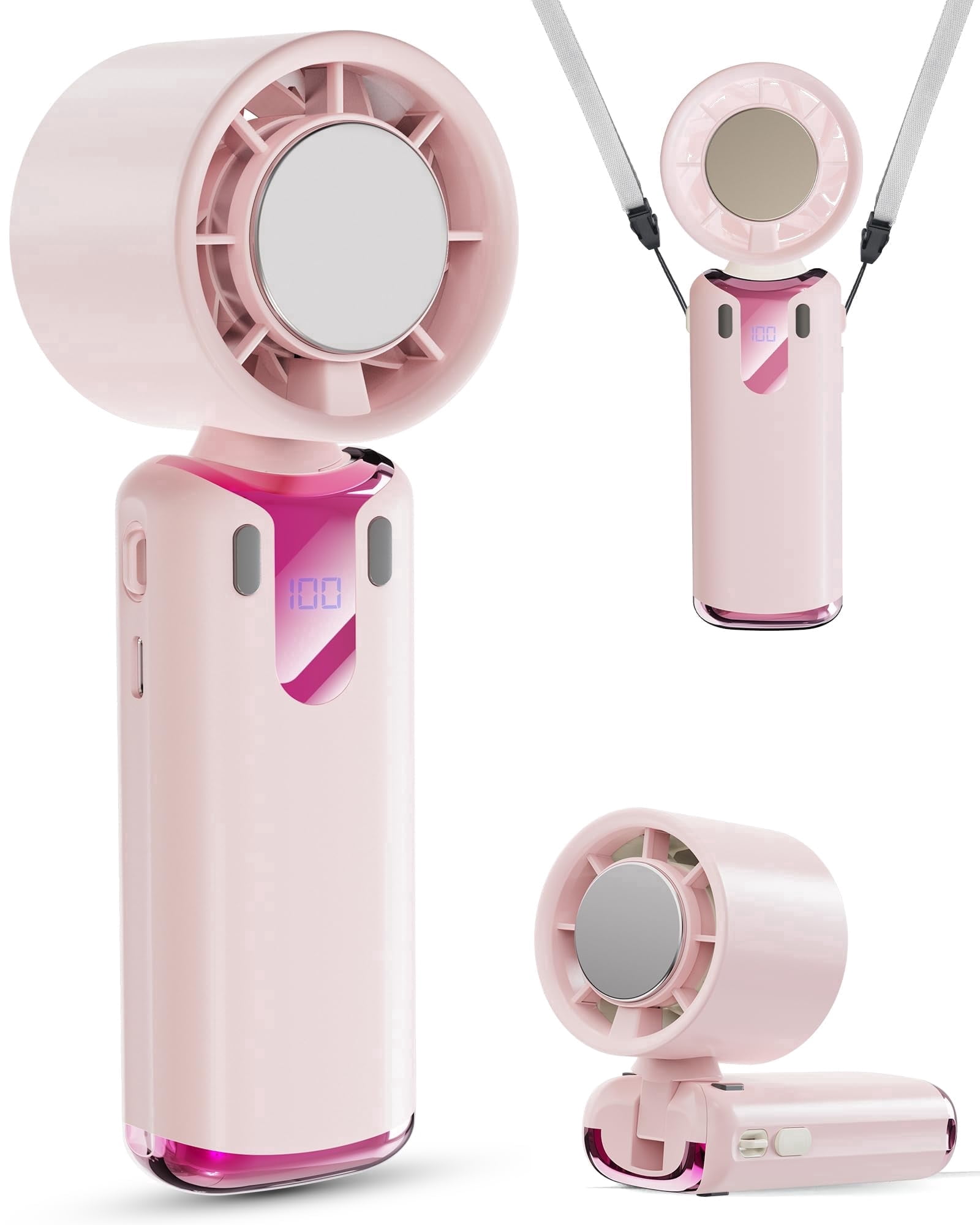 Portable Handheld Fan 5 Gear Speed 4000mAh Rechargeable Mini Neck Fan ...