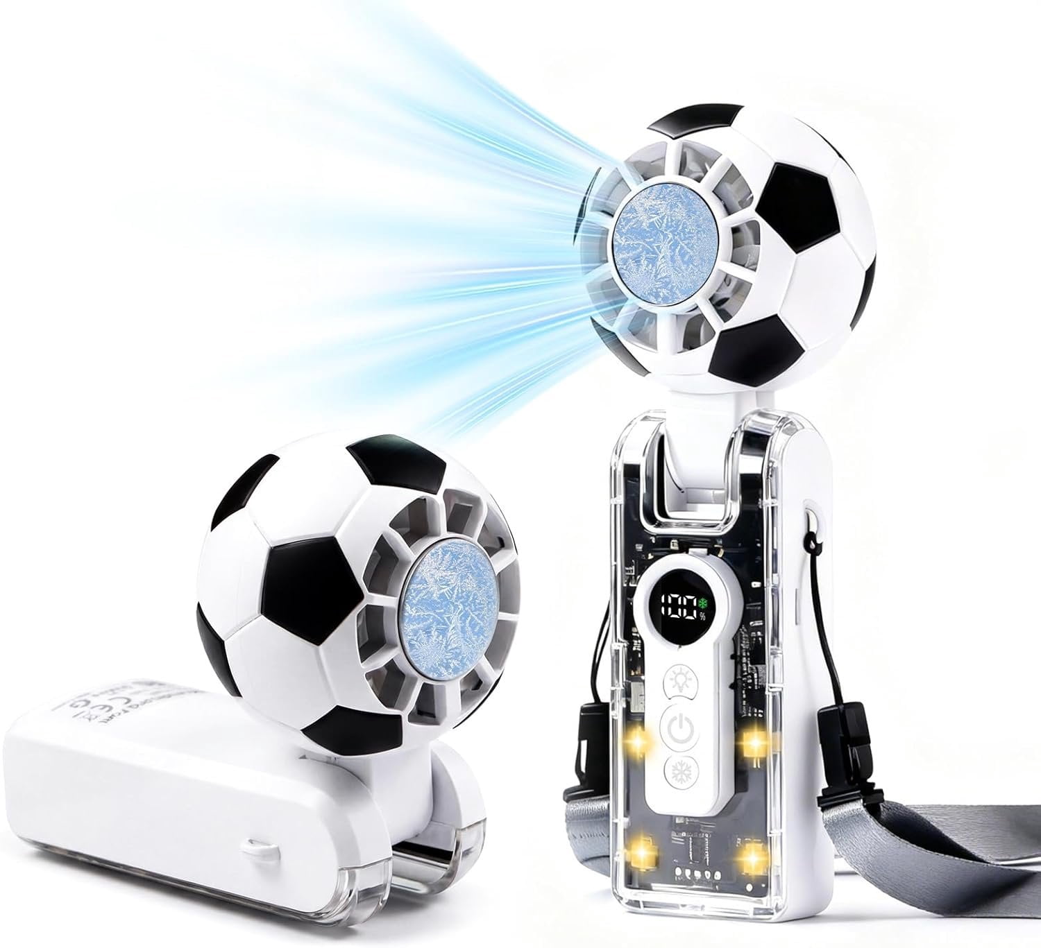 Portable Handheld Fan 6 Speeds USB Rechargeable Personal Fan with LED ...