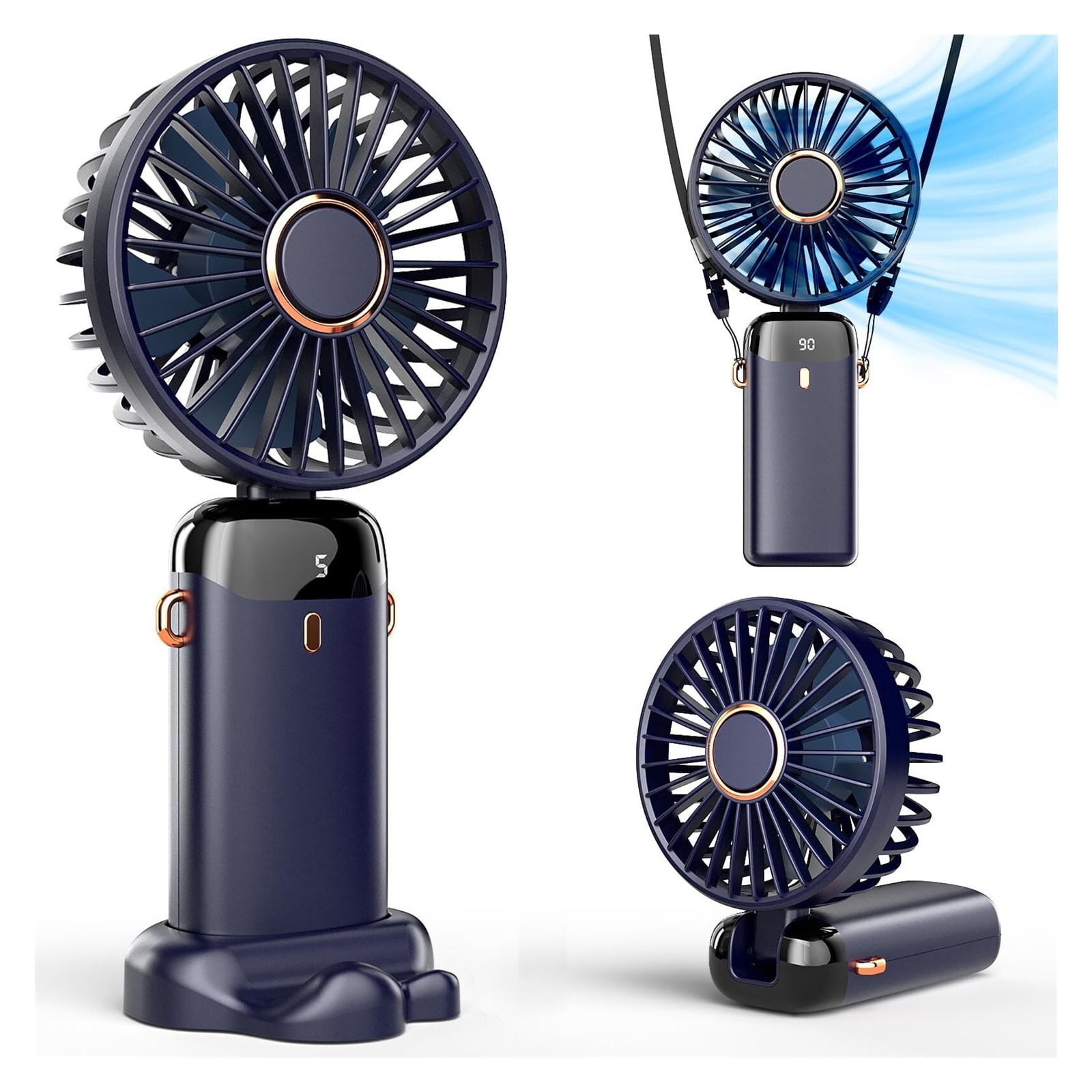 Portable Handheld Fan, Battery Operated Fan with Base, 8 Hours, Digital ...