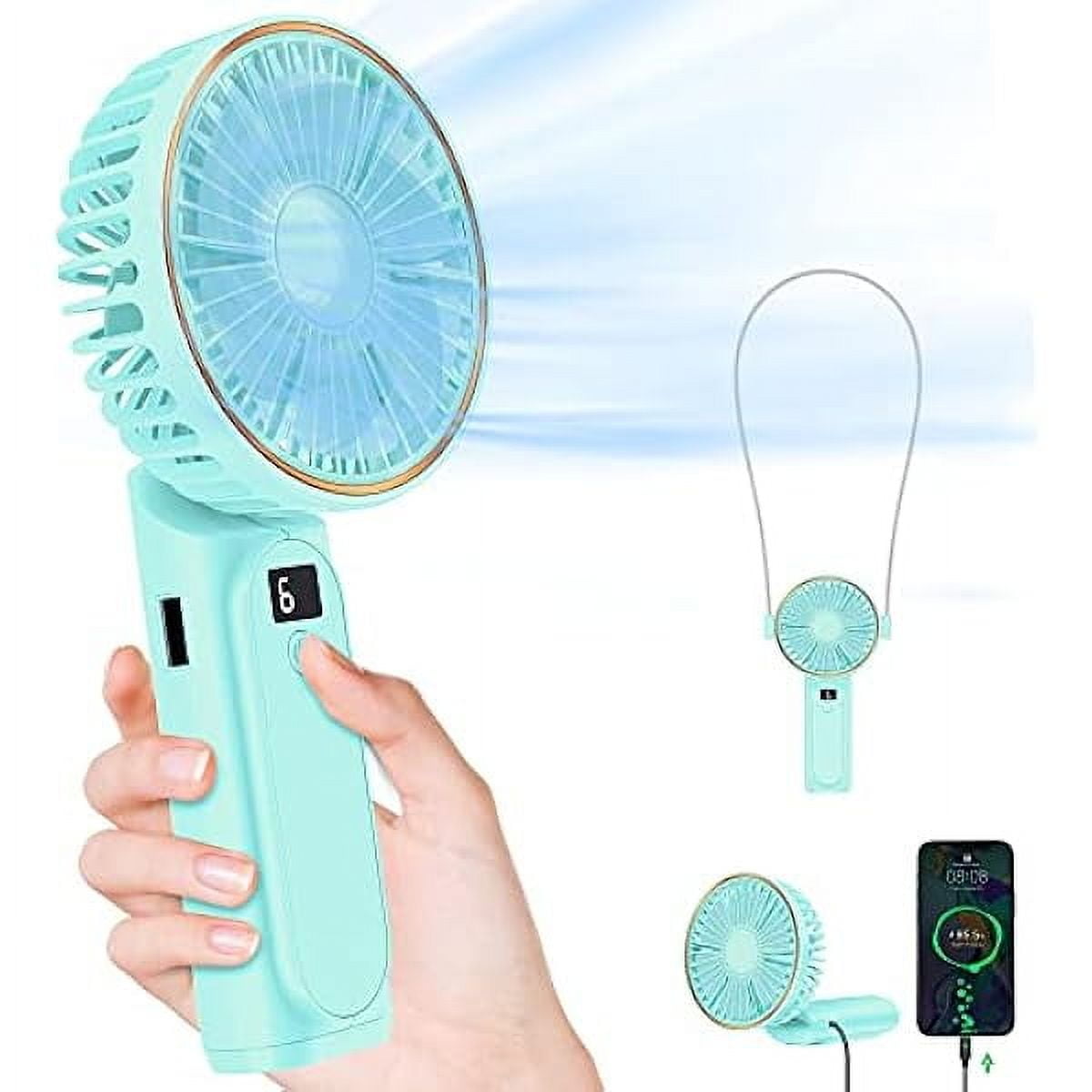 Portable Handheld Fan, Portable Fan Rechargeable, 4000mAh, 180 ...
