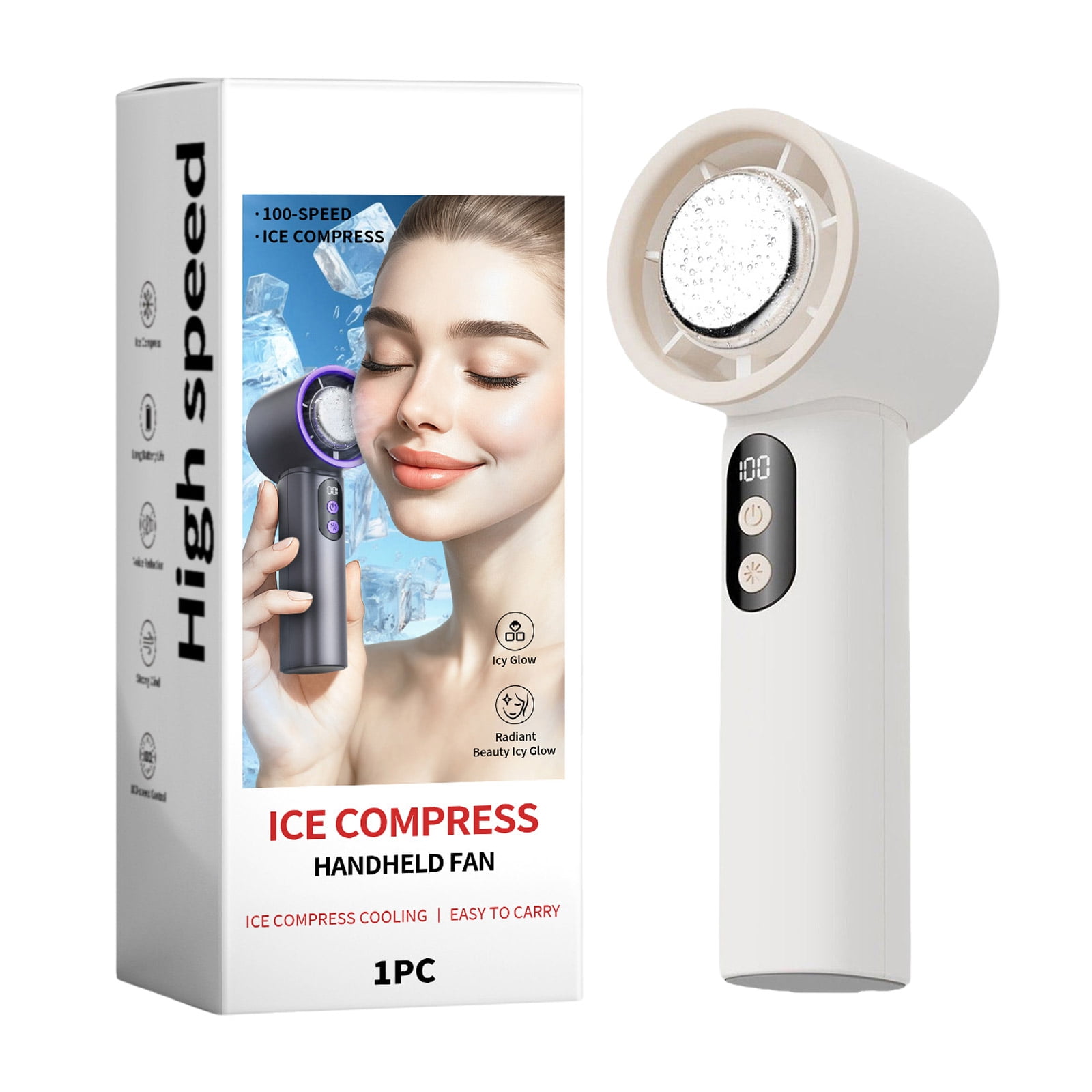 Portable Handheld Fan High Speed Adjustable Mini Fans With Digital Display USB Rechargeable ...