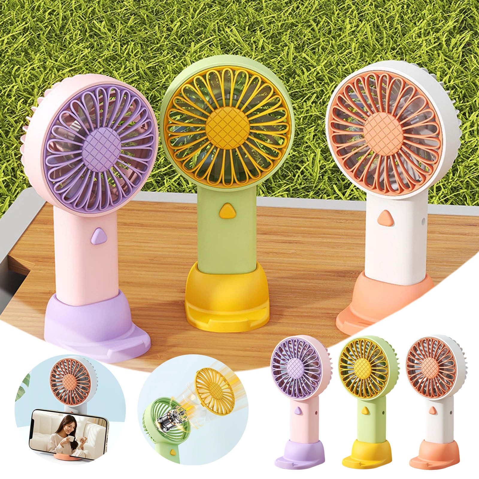 Portable Handheld Fan, Rechargeable Battery Operated Fans with LED ...
