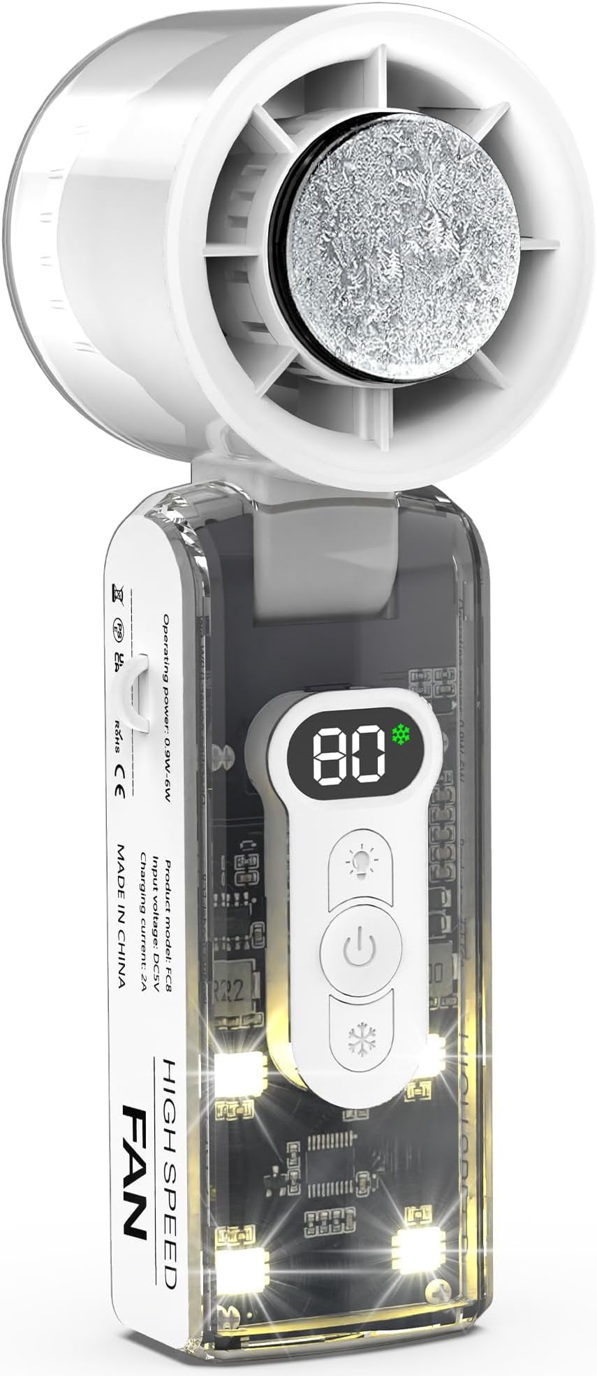 Portable Handheld Fan, TEC Ice Compress Personal Fan, 100-Speed Turbo ...