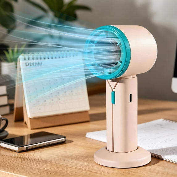 Portable Handheld Fan USB Rechargeable, 6 Speeds Digital Display Base ...