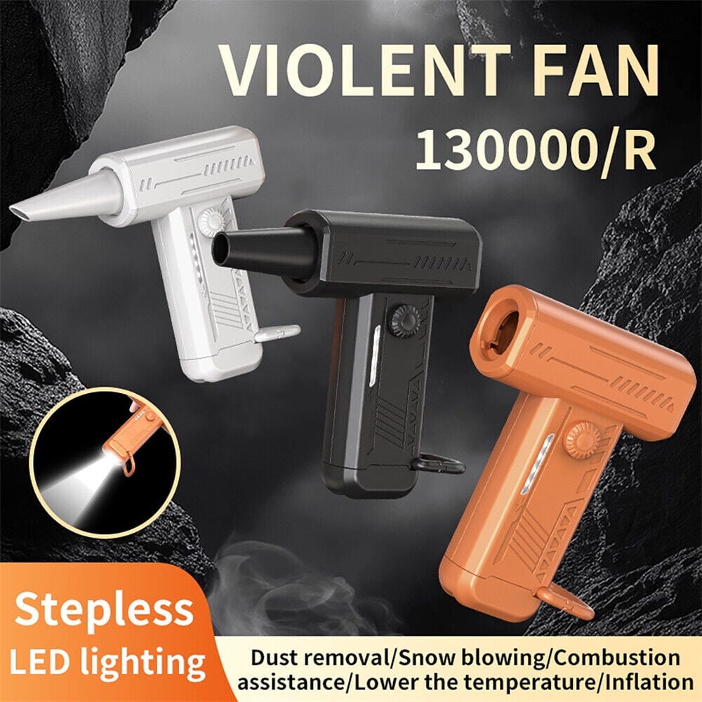 Portable Handheld Fan w/ LED Light, 130000RPM Turbo Dry Mini Air Blower ...