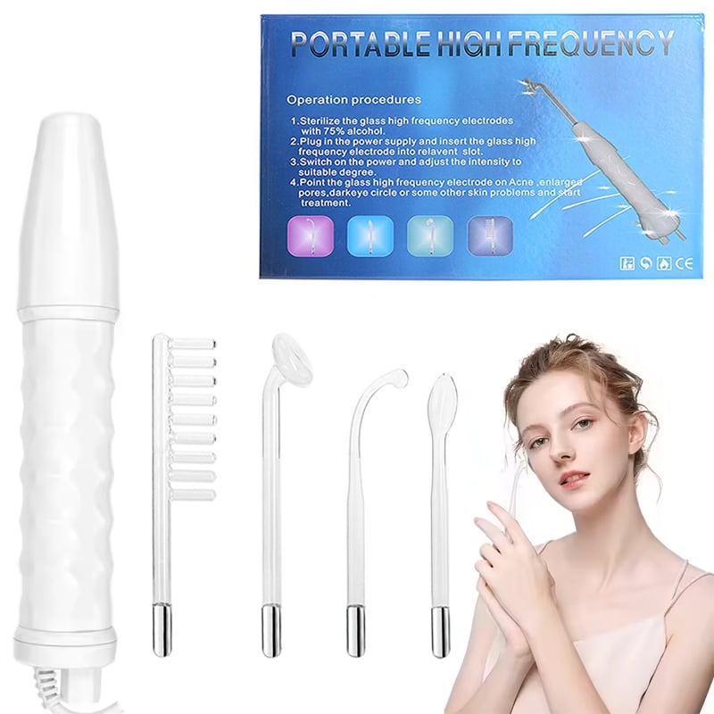 Portable Handheld High Frequency Facial Skin Wand Machine with 4 ...