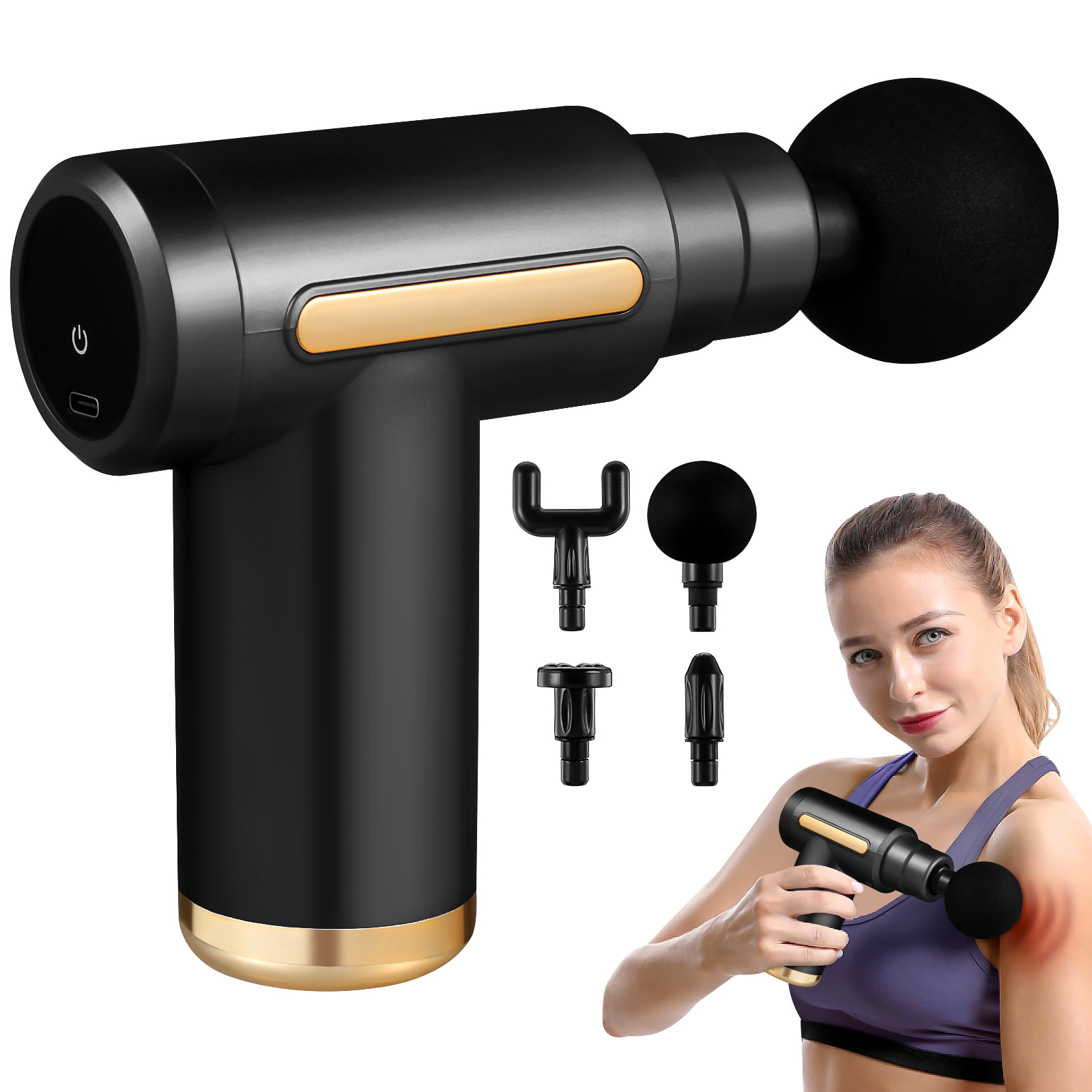 Portable Handheld Massager for Muscle Recovery with 4 Massage Heads ...