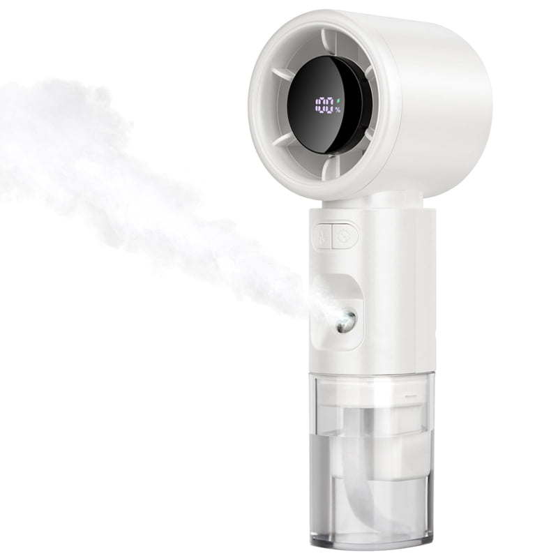 Portable Handheld Misting Fan, Rechargeable Mini Turbo with 5 Speeds ...
