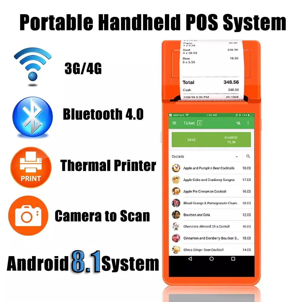 Portable Handheld POS PDA Terminal Thernal Printer 3G Internet with GPS ...