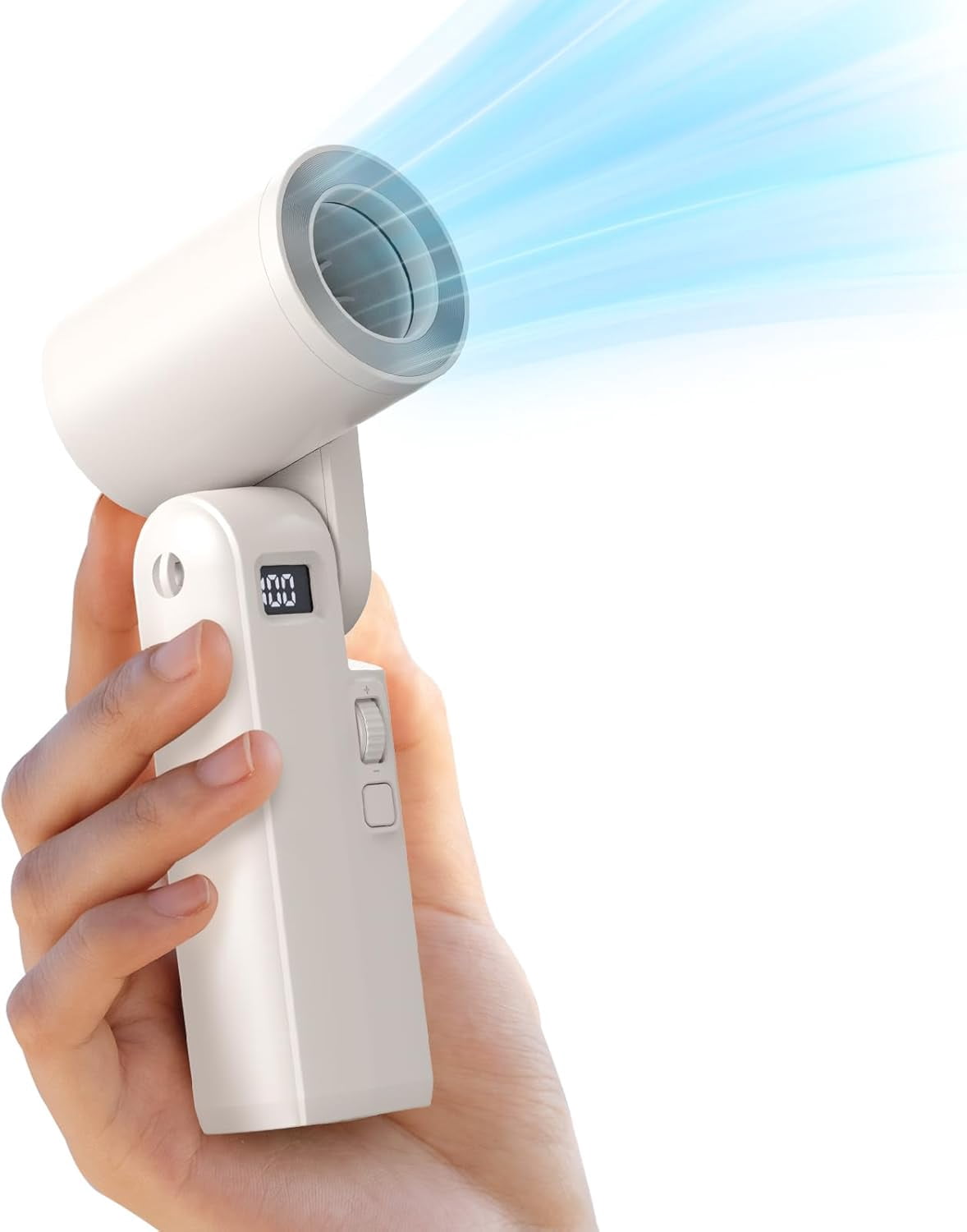 Digital Display Fan 24000RPM Portable Turbo Fan - Rechargeable Handheld ...