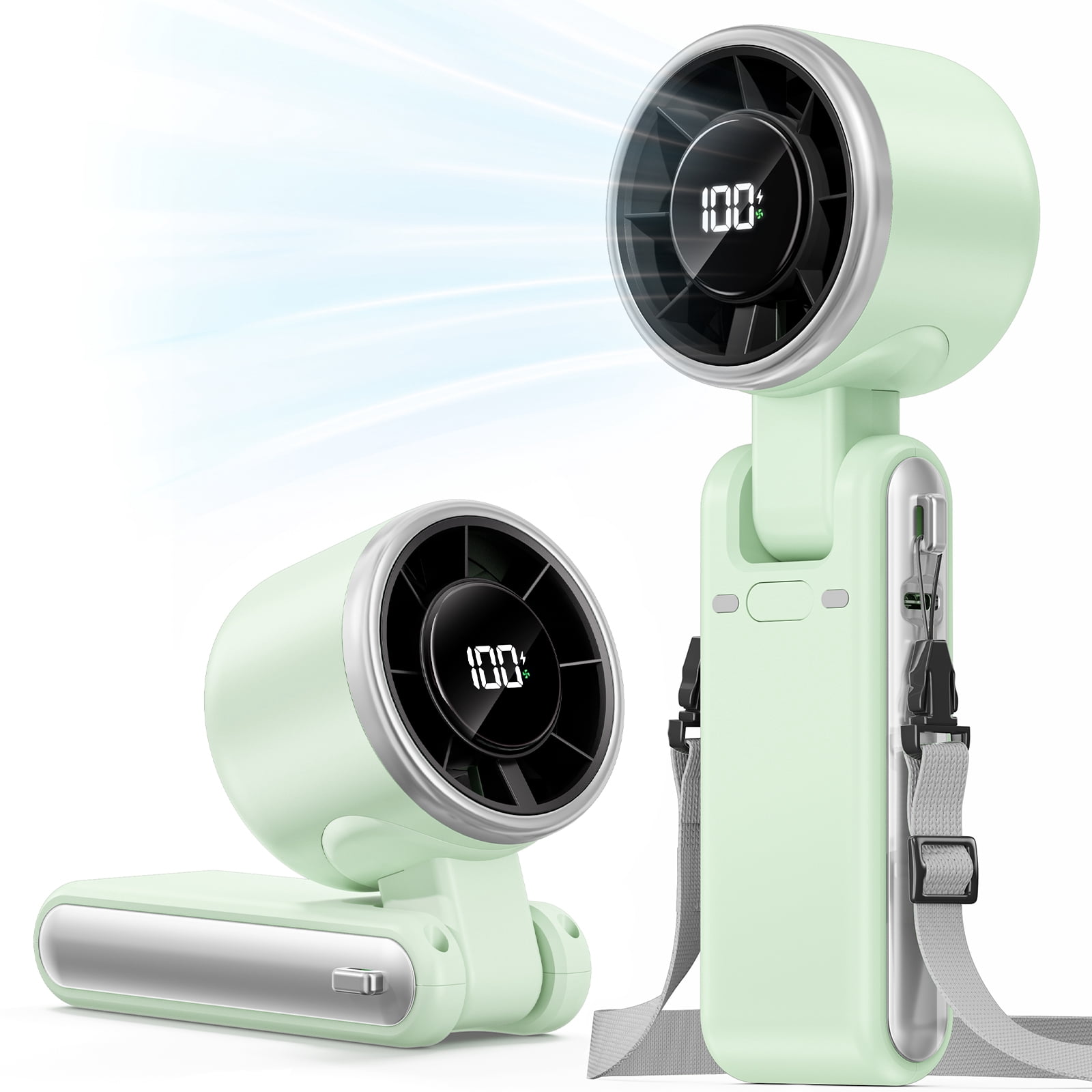 Portable Handheld Turbo Fan - 5 Gear High Speed 4000mAh Rechargeable ...