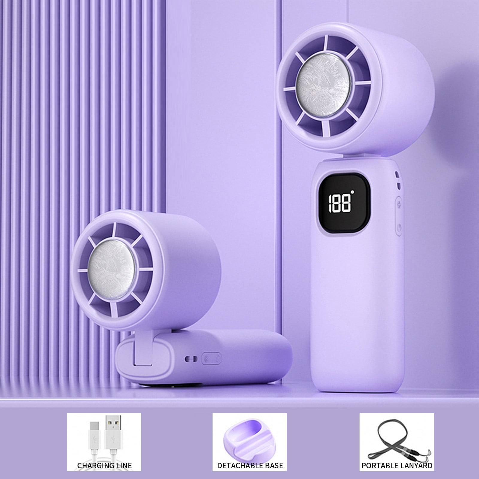 Portable Handheld Turbo Fan, 5 Gear High Speeds, Foldable Rechargeable ...