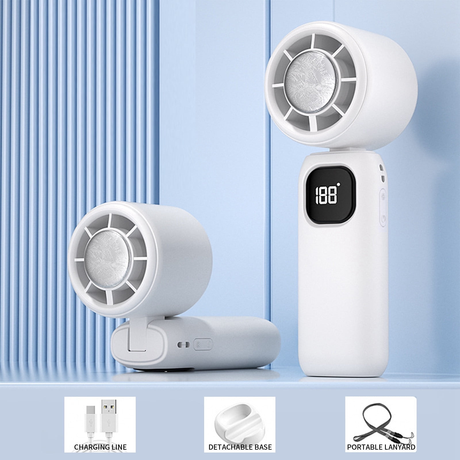 Portable Handheld Turbo Fan, 5 Gear High Speeds, Foldable Rechargeable ...
