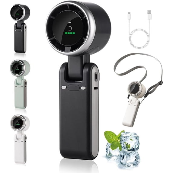 Portable Handheld Turbo Fan, 5 Gear Wind, Battery Operated, Type-C ...