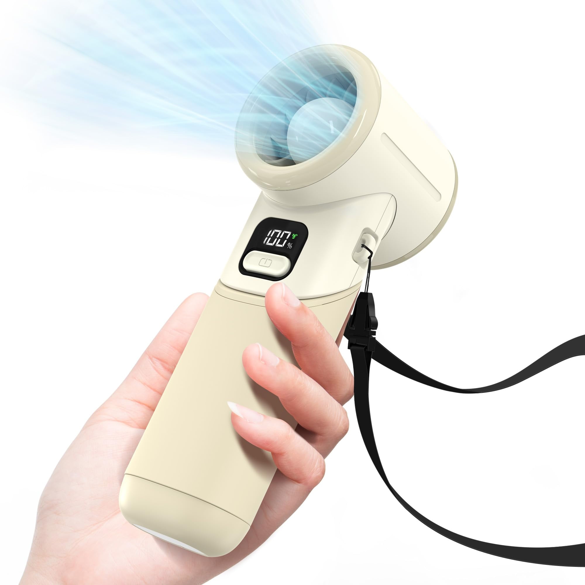 Portable Handheld Turbo Fan, 5000mAh Rechargeable Battery, Max 20Hrs ...