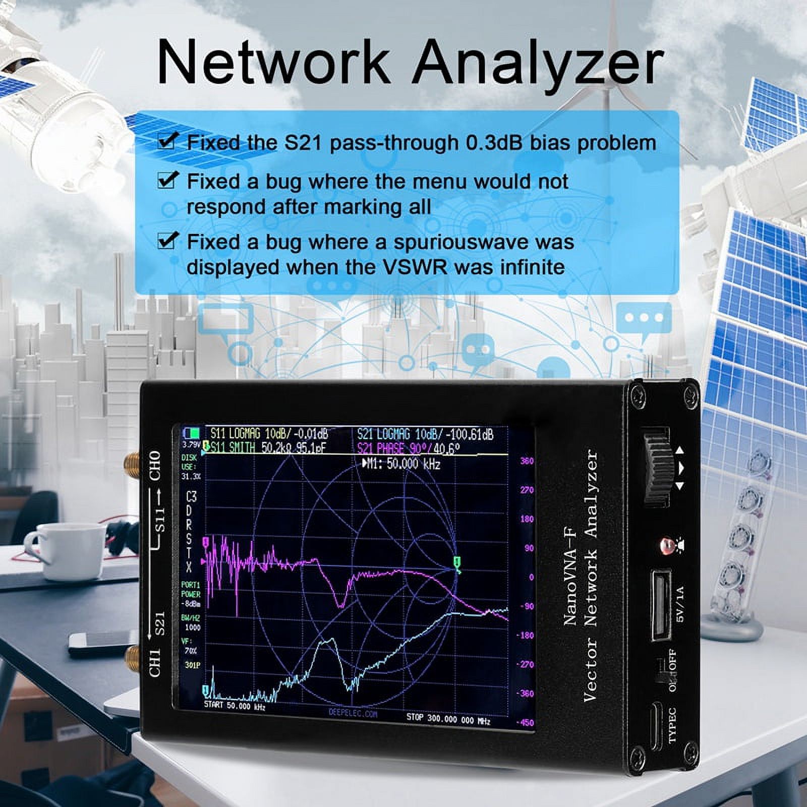 Portable Handheld Vector Network Analyzer 50KHz-1000MHz Digital Display ...