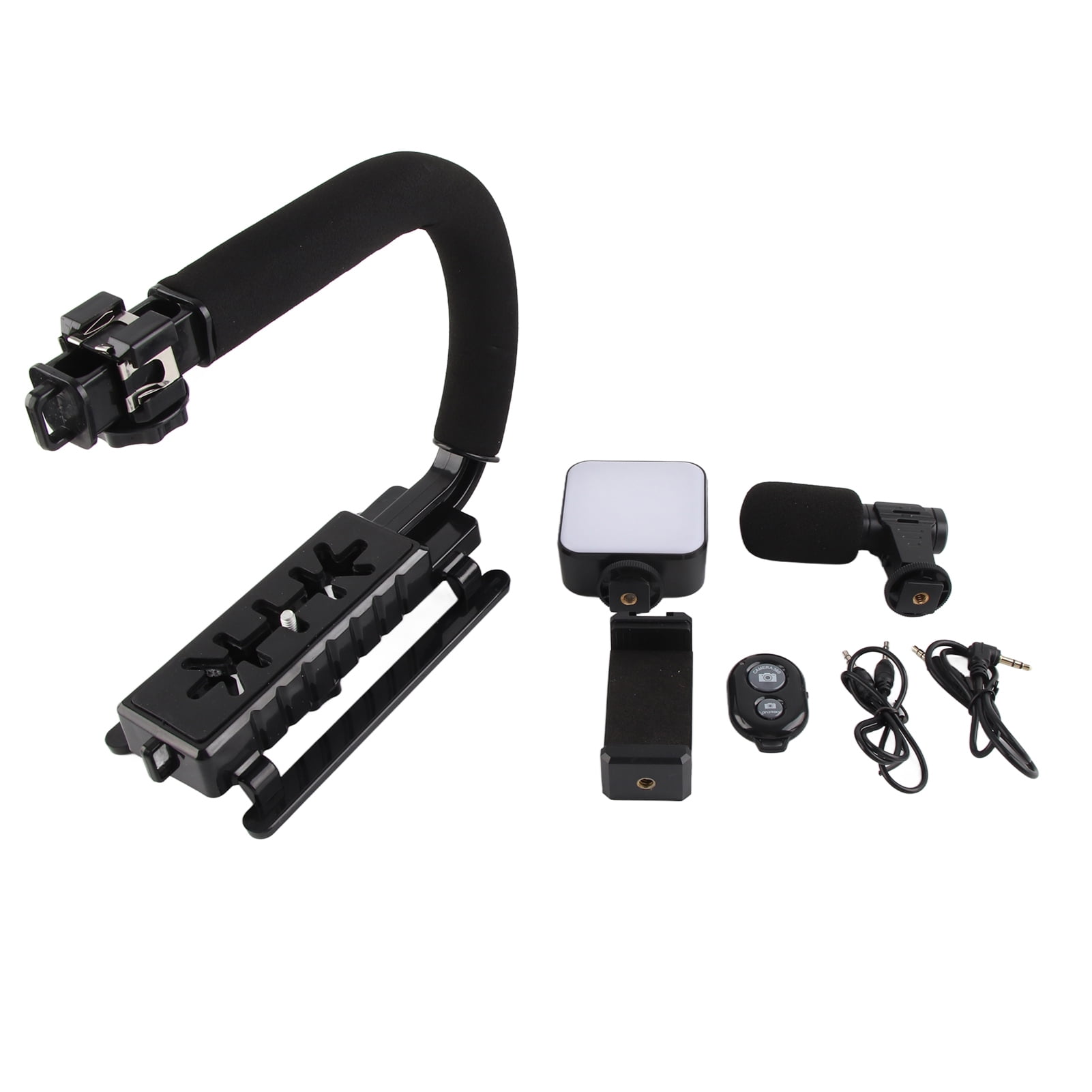 Portable Handheld Video Camera Stabilizer with LED Light Microphone, U ...